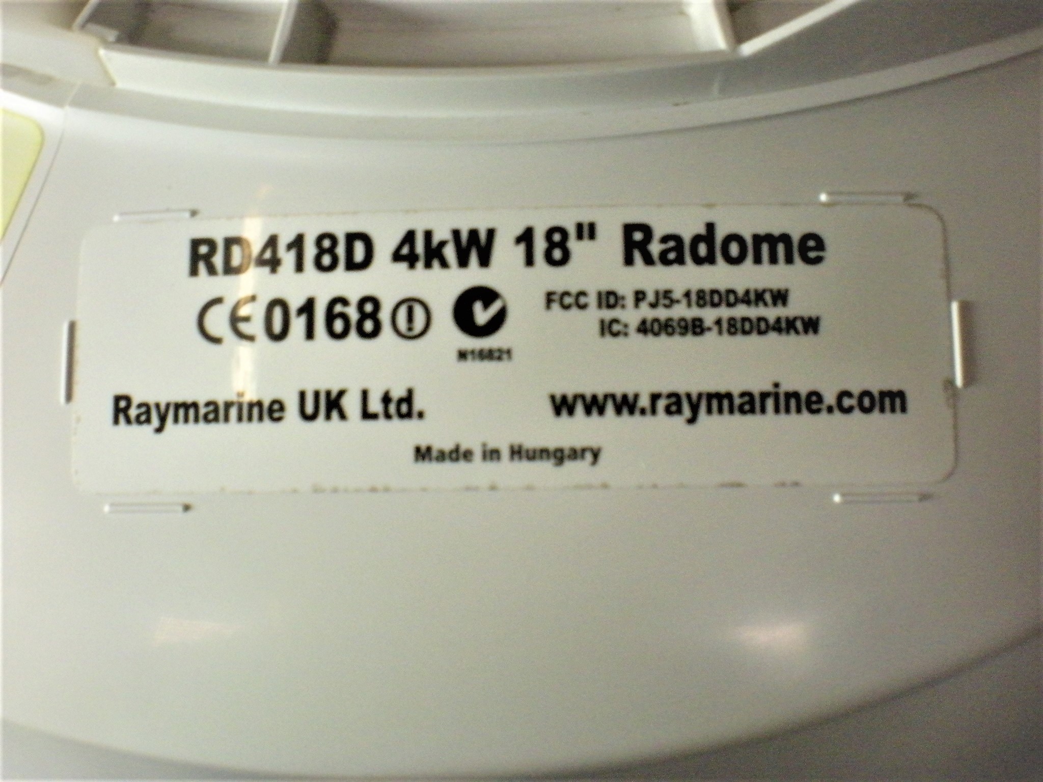 Raymarine RD418D 4kw 18” Digital Radome with NEW 10m Cable – Good ...