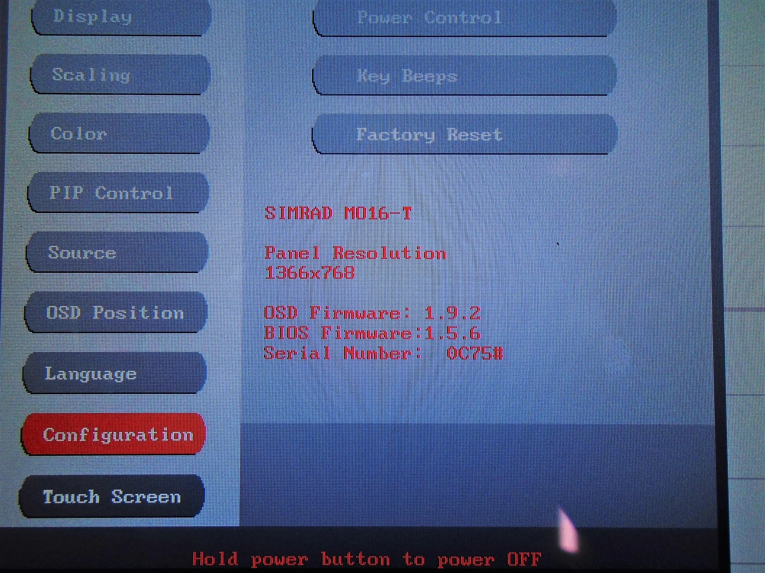 Simrad MO16-T 16″ Touch Screen High-Definition Marine Monitor for EVO2 ...