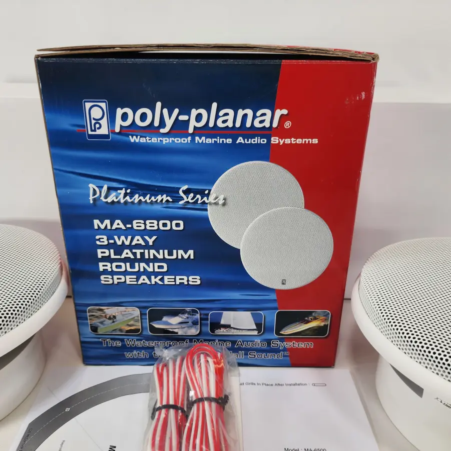 [1 Pair] Poly-Planar MA-6800 3-Way Platinum 8" 400W 4 Ohm Round Speakers - New - Max Marine ...