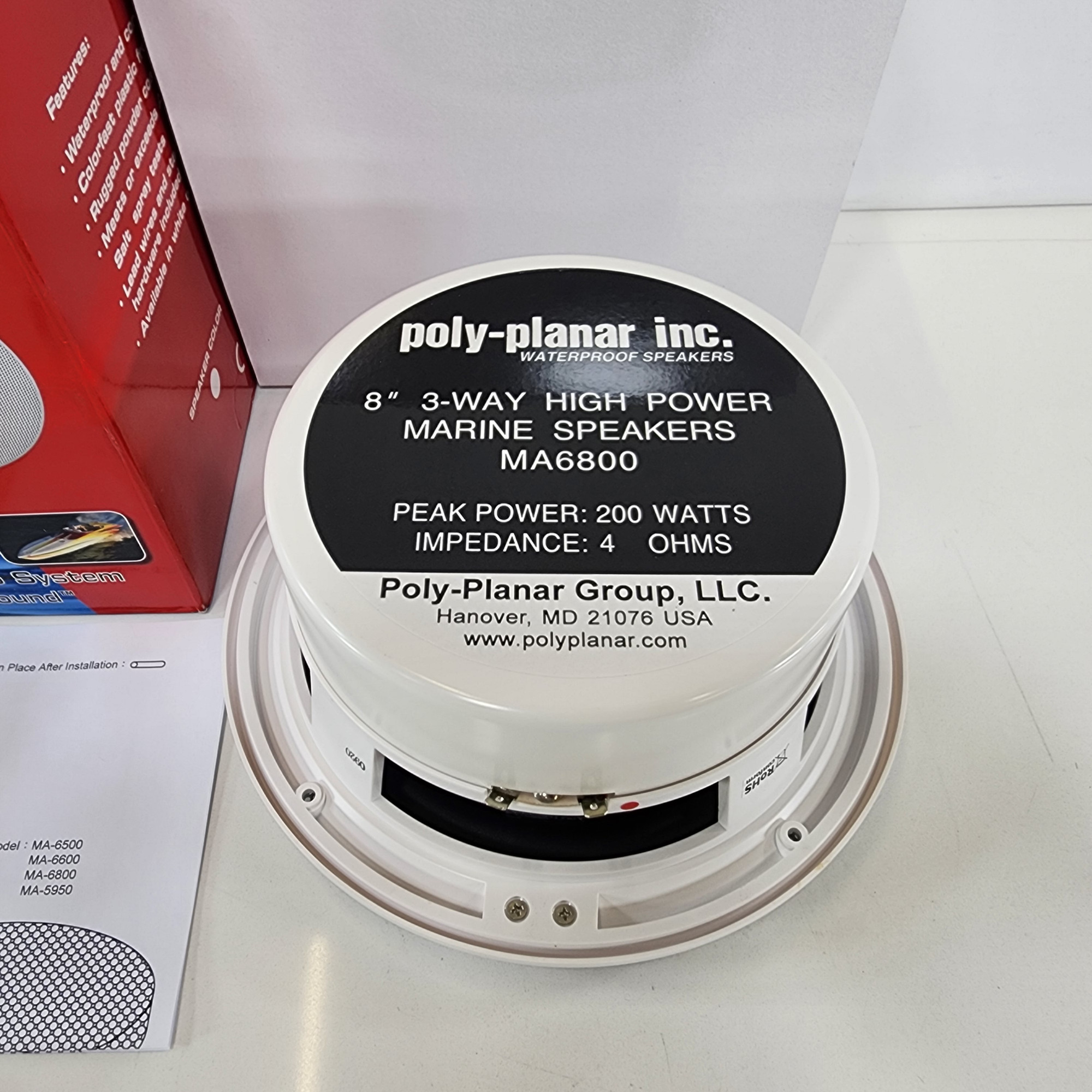 [1 Pair] Poly-Planar MA-6800 3-Way Platinum 8" 400W 4 Ohm Round ...