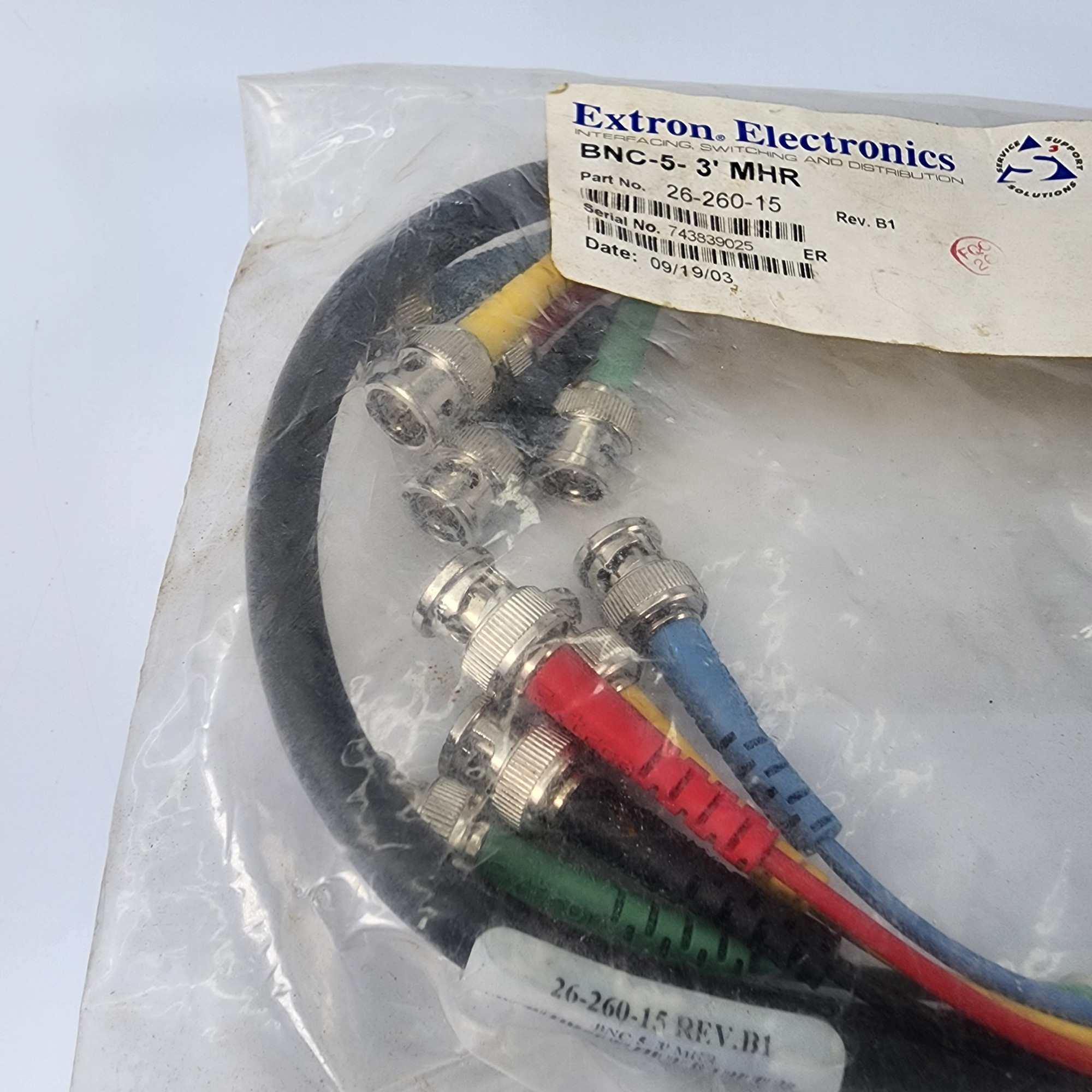 Extron MHR-5 BNC/3 - 26-260-15 - BNC Male-Male Five Conductor MHR -New Old Stock - Max Marine ...