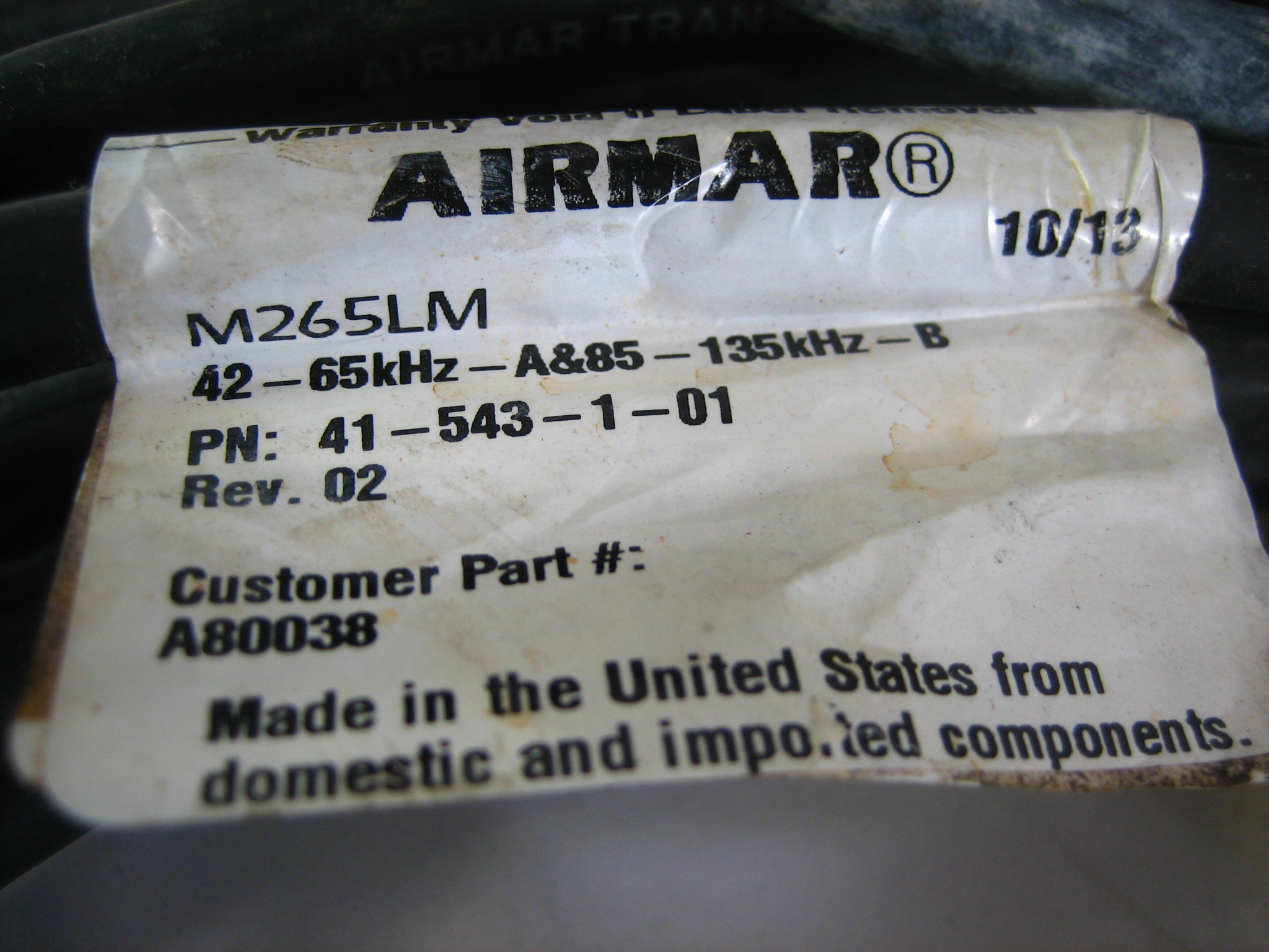 Airmar M265c-LM In-Hull CHIRP Transducer *TESTED* Simrad Raymarine ...