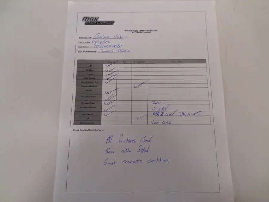 Simrad RS12 Marine DSC VHF w/ Rebuilt Mic Cable - BENCH TESTED - Max ...