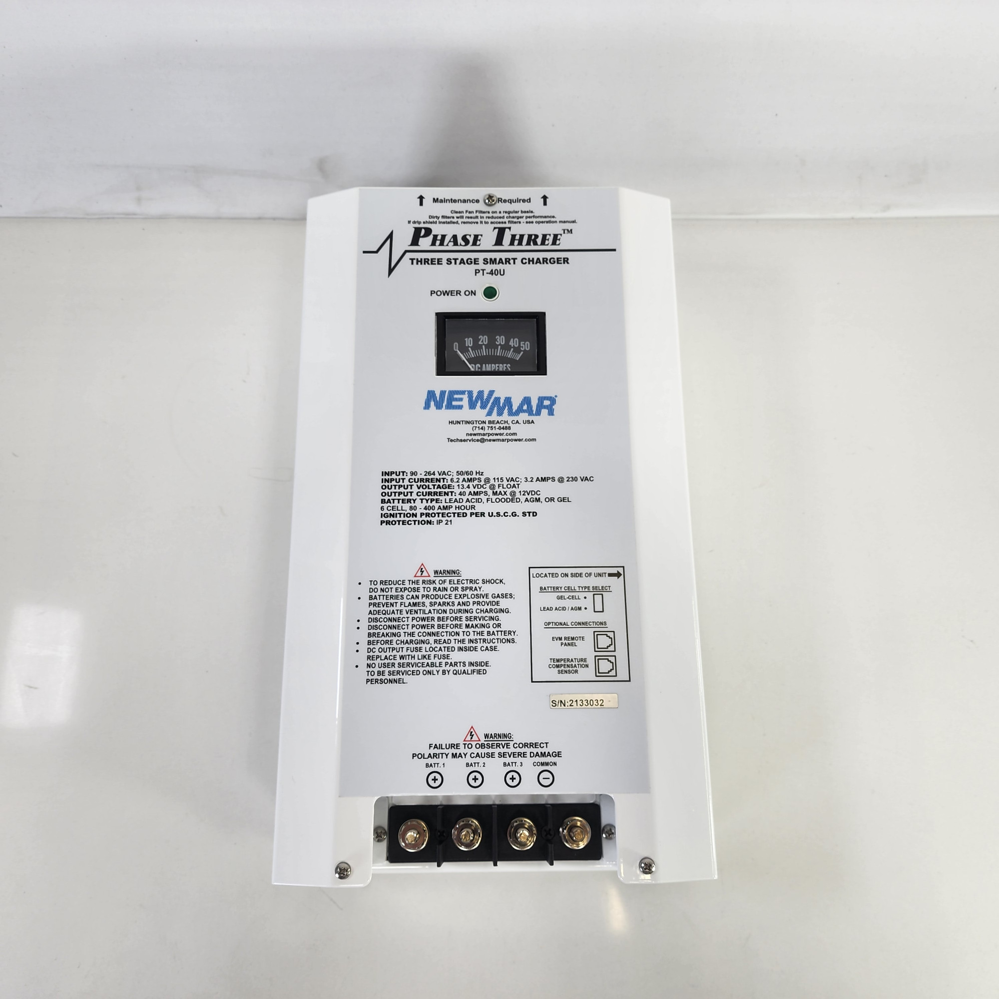 Newmar PT-40U Phase Three PT Series Battery Charger - 12V 40A - New Old ...