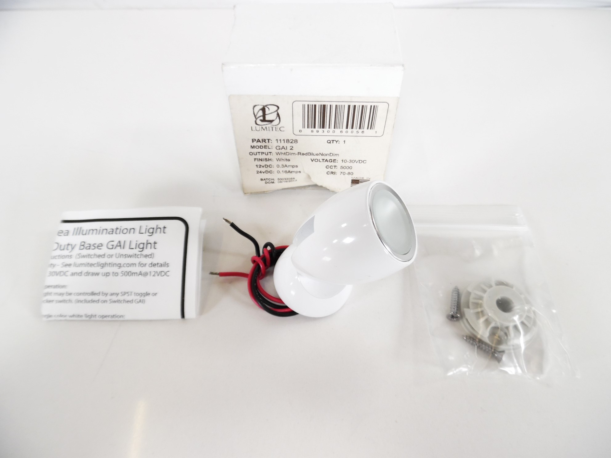 Lumitec GAI 2 LED Positionable Light~White Finish~10-30VDC *BLEM STOCK ...