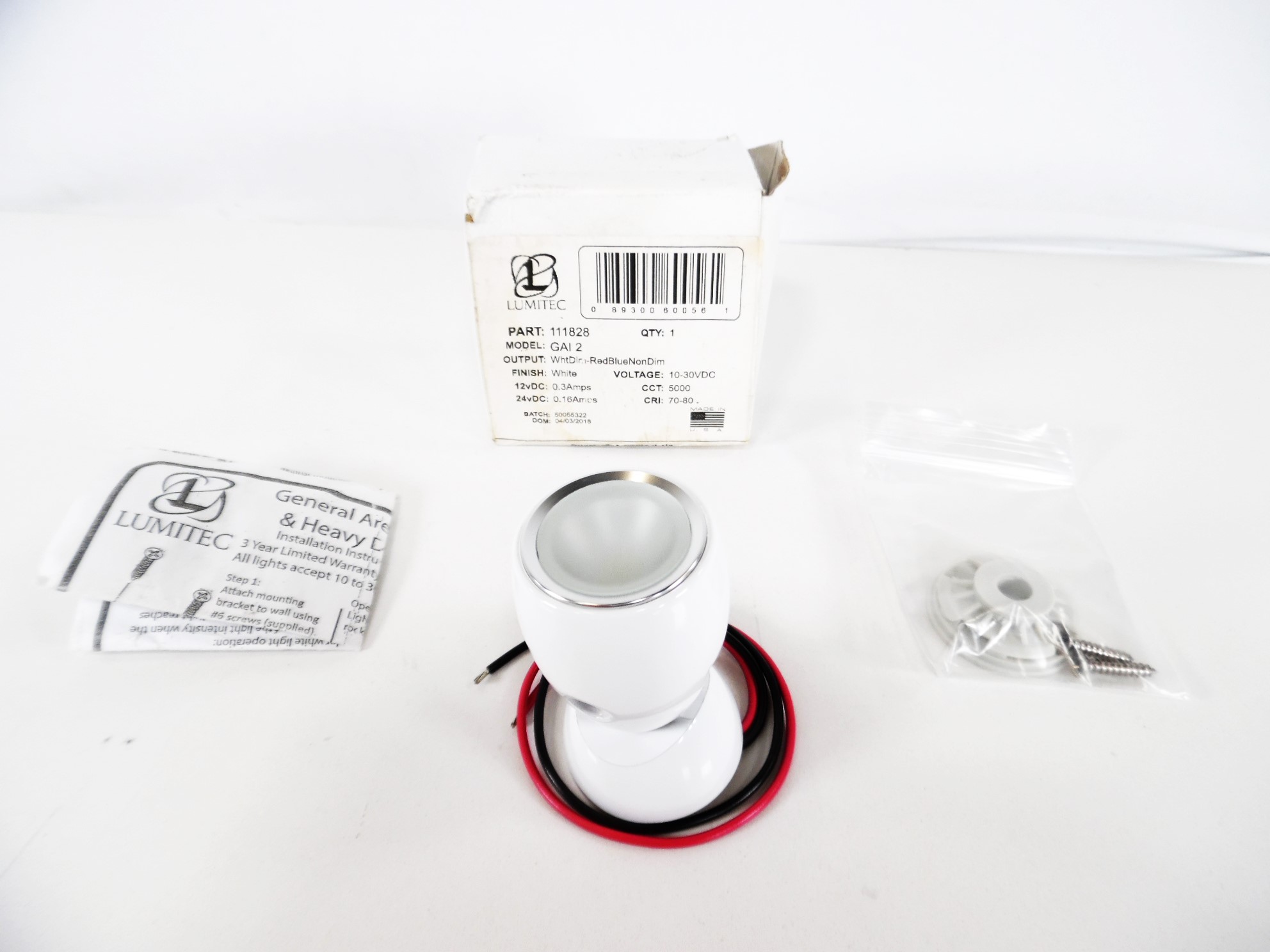 Lumitec GAI 2 LED Positionable Light~White Finish~10-30VDC *NEW OLD ...