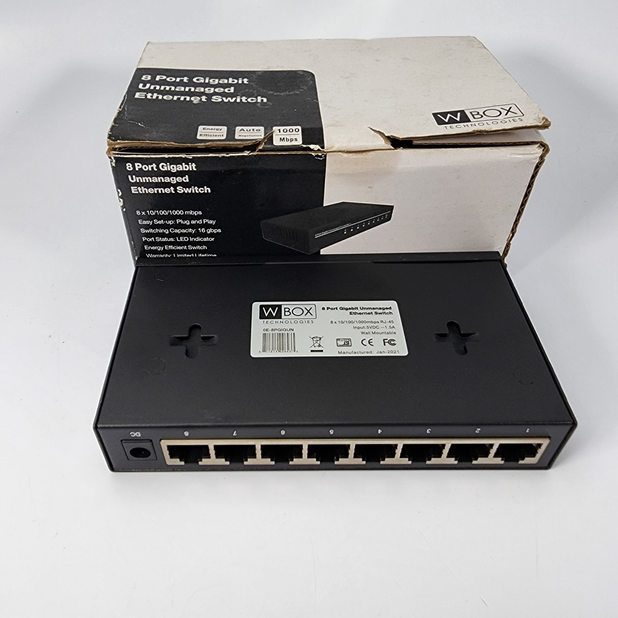 W Box 8-Port Gigabit Unmanaged Ethernet Switch - 0E-8PGIGUN - New Old ...