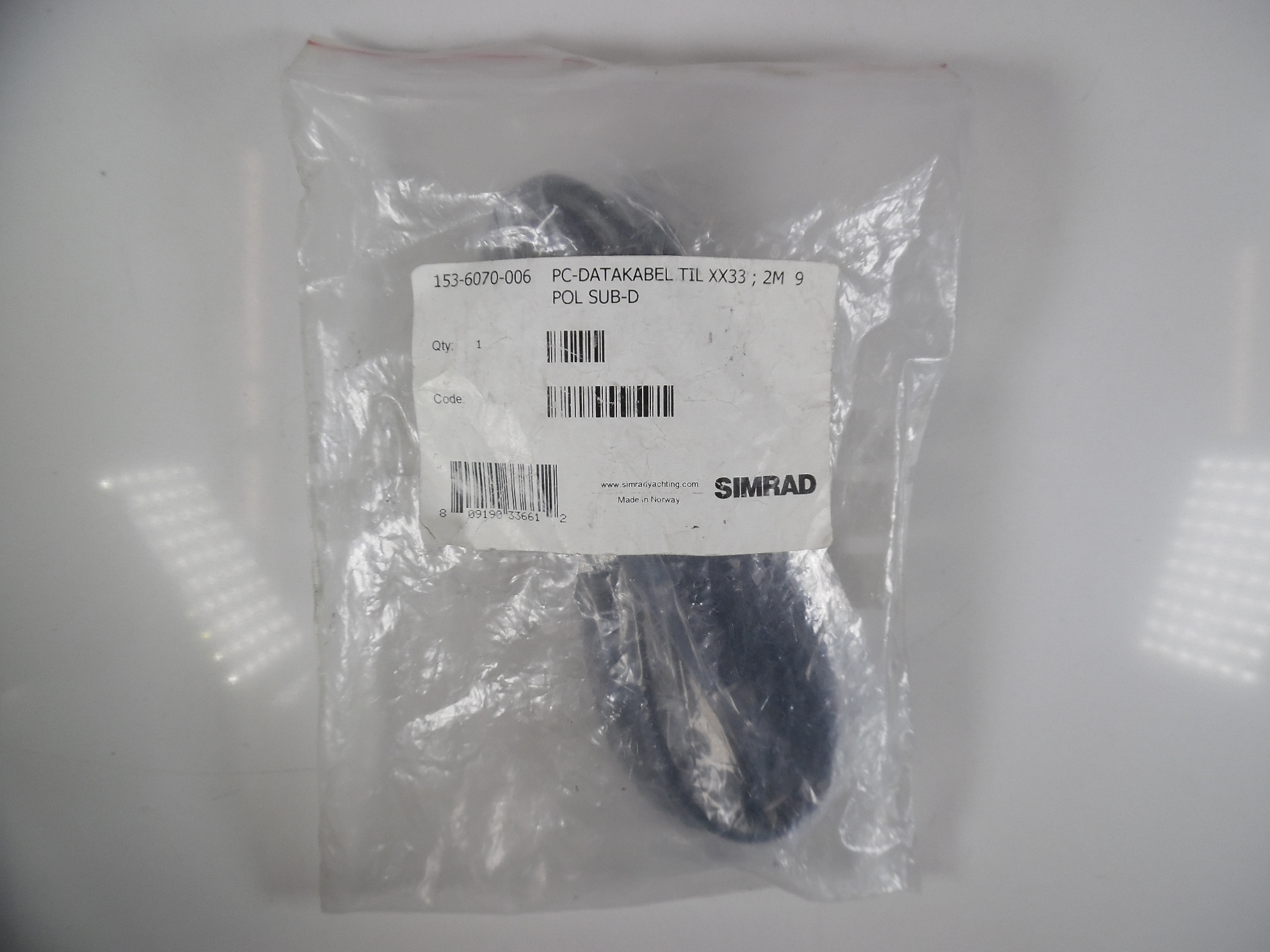 Simrad 153-6070-006 PC Data Cable - 8 Pin to DB9 - NEW - CX33? CE33 ...