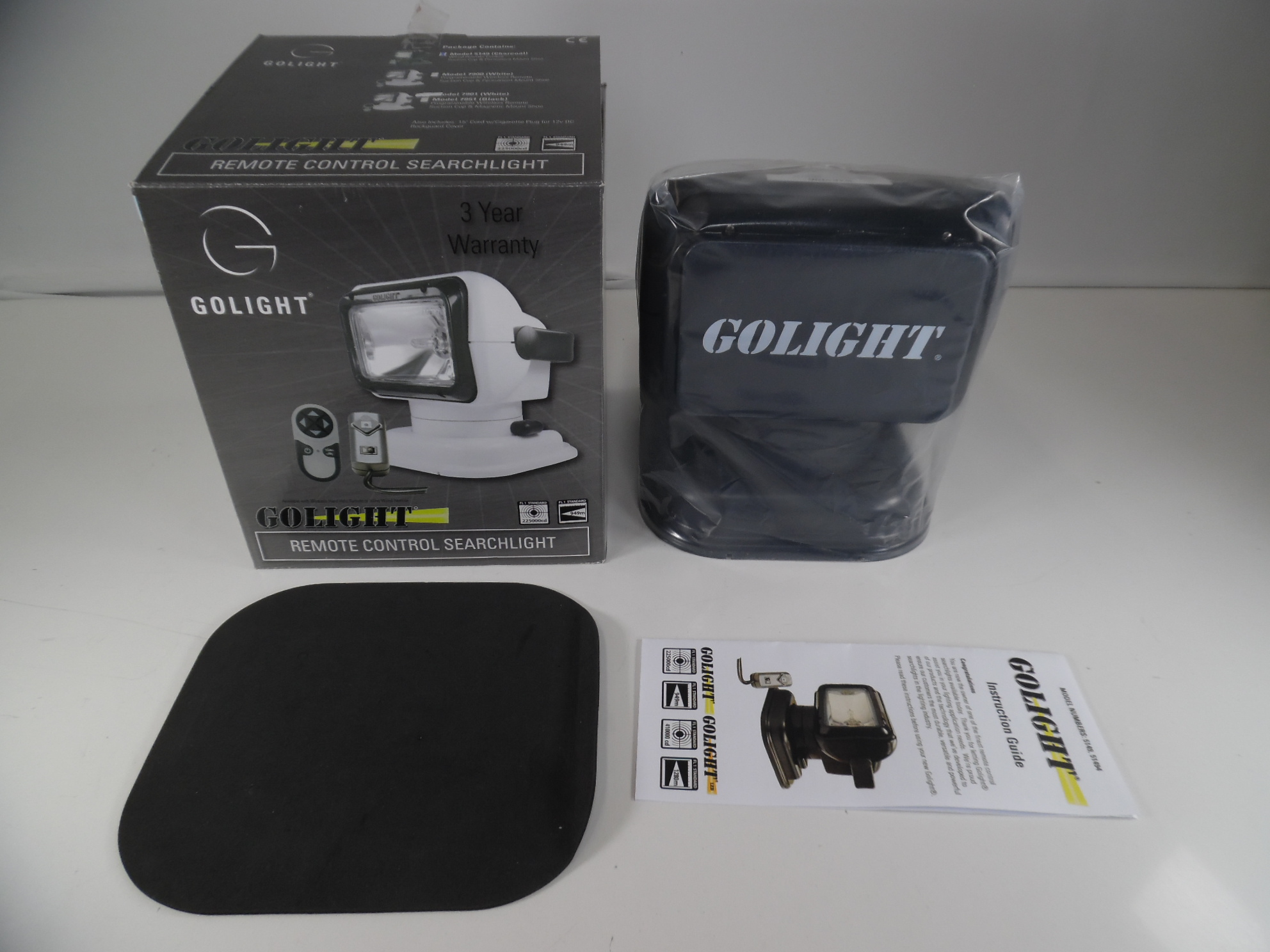 GoLight 5149 Black Permanent Mount Halogen Spotlight w/ Wired Remote ...