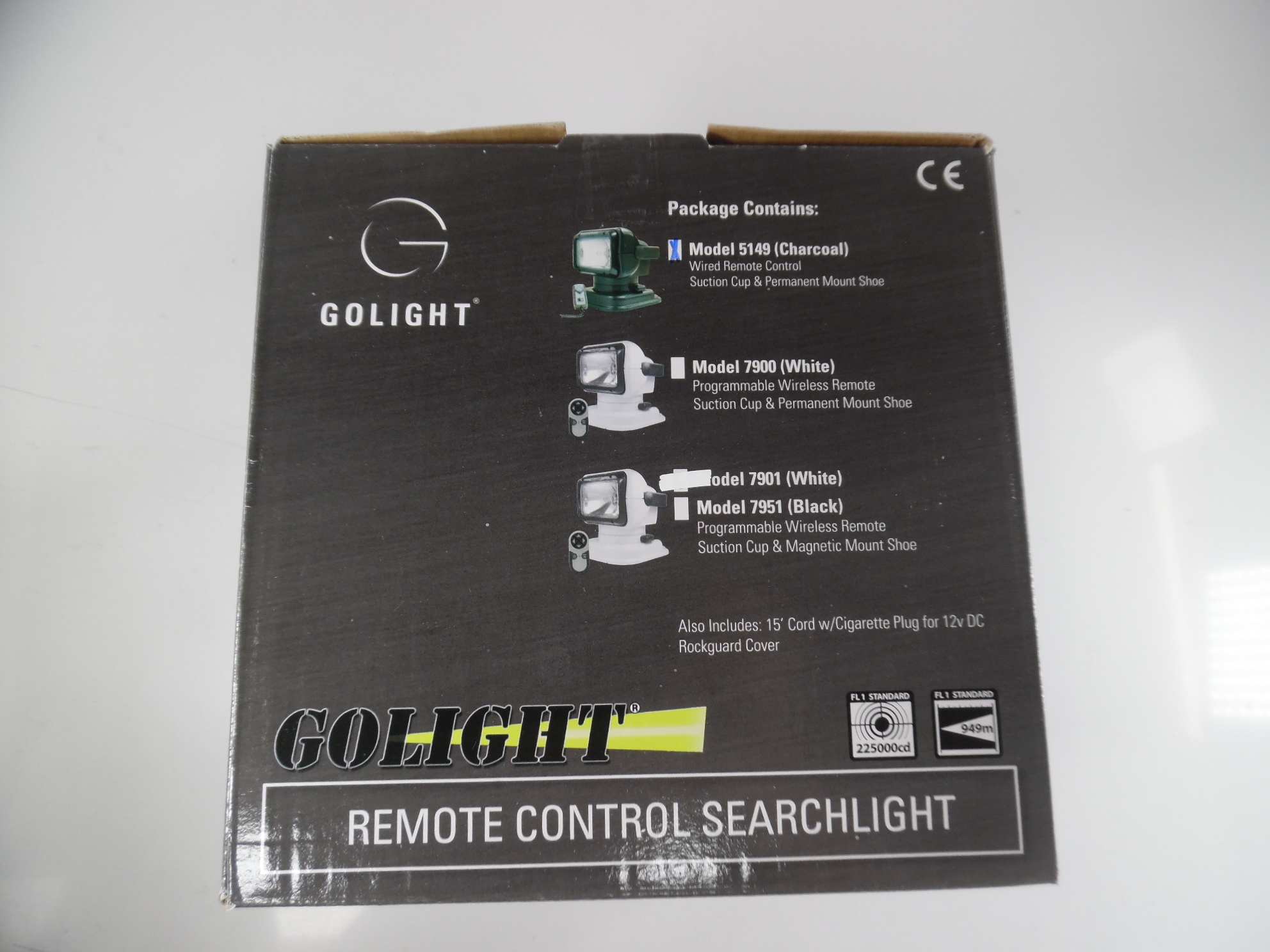GoLight 5149 Black Permanent Mount Halogen Spotlight w/ Wired Remote ...
