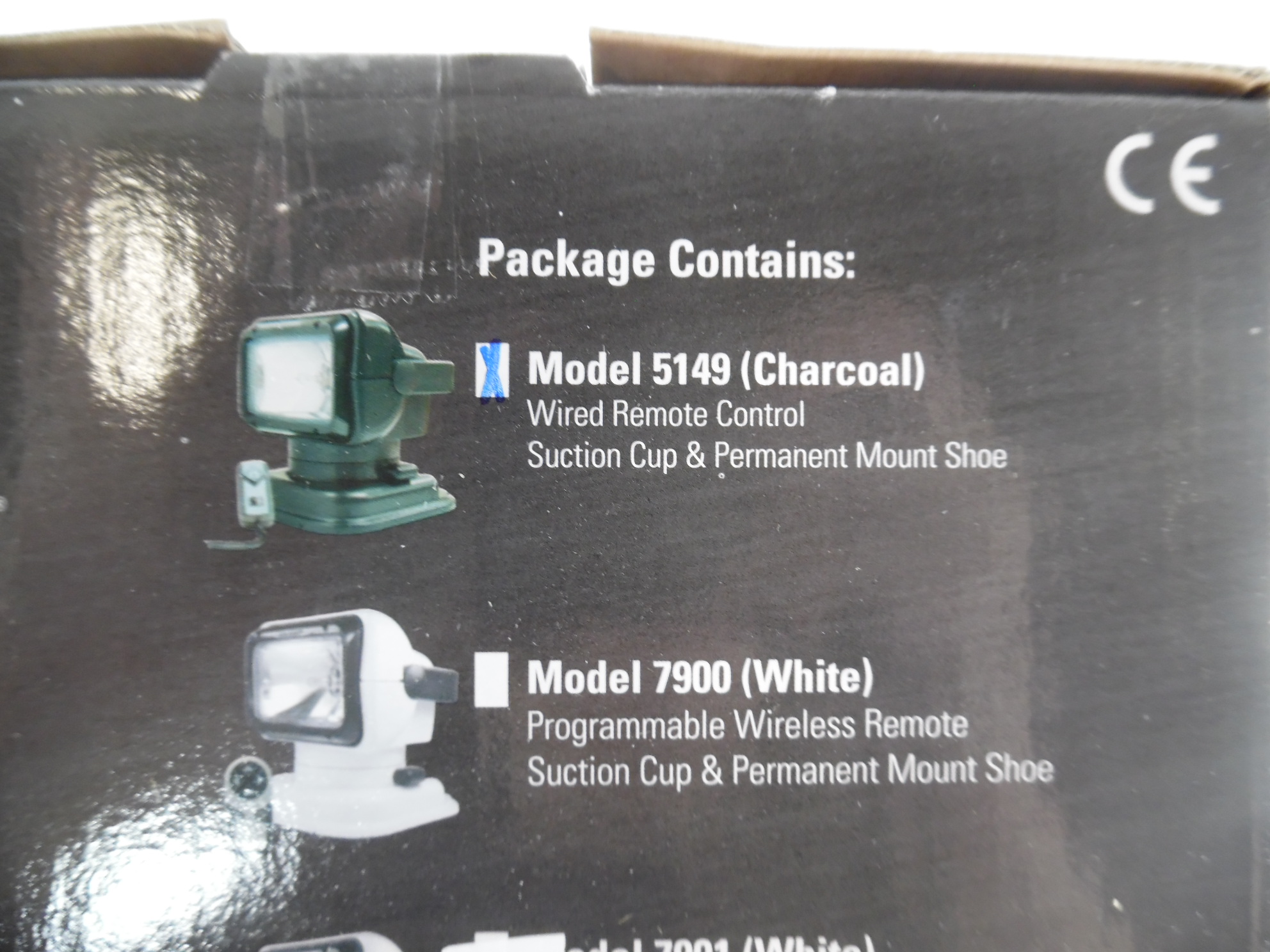 GoLight 5149 Black Permanent Mount Halogen Spotlight w/ Wired Remote ...