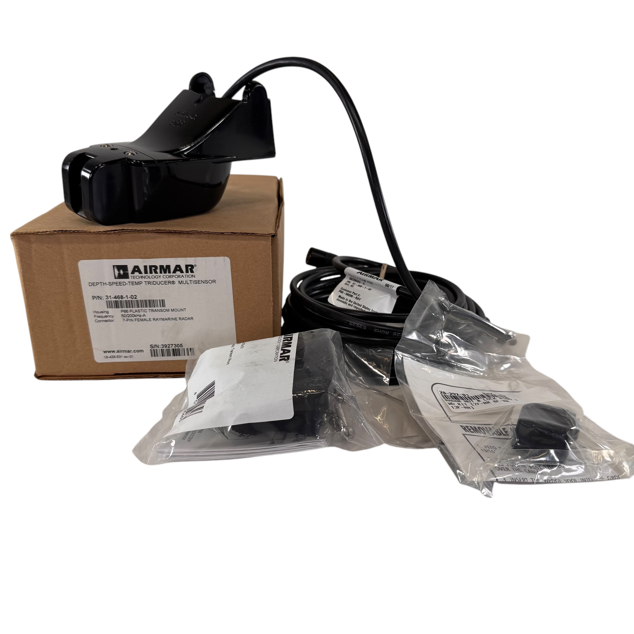 Raymarine P66 Triducer Transom Mount Transducer 50/200 - E66054 - New ...