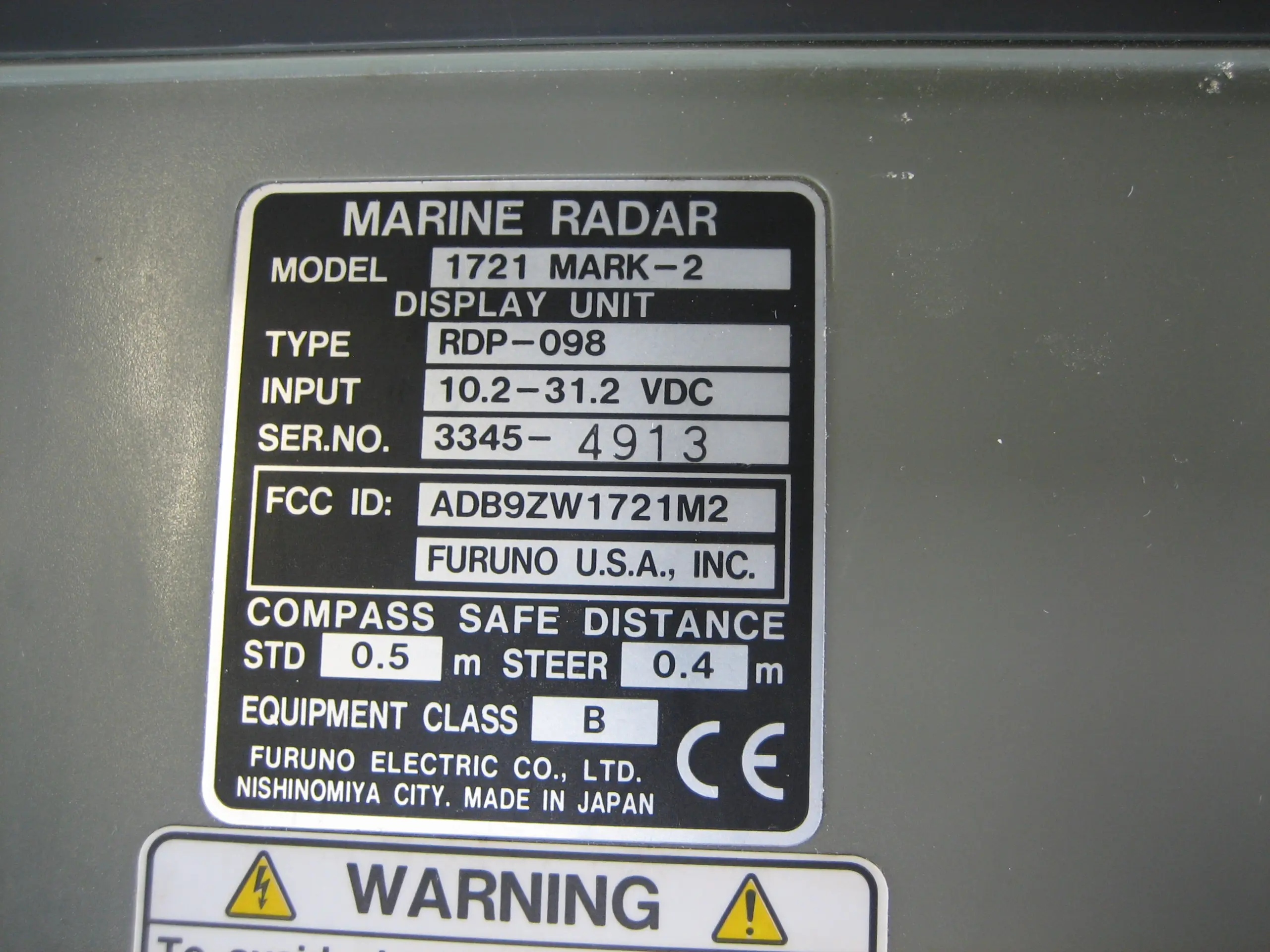 Furuno RDP-098 CRT Display for 1721, 1721MK2 Radar System - TESTED ...