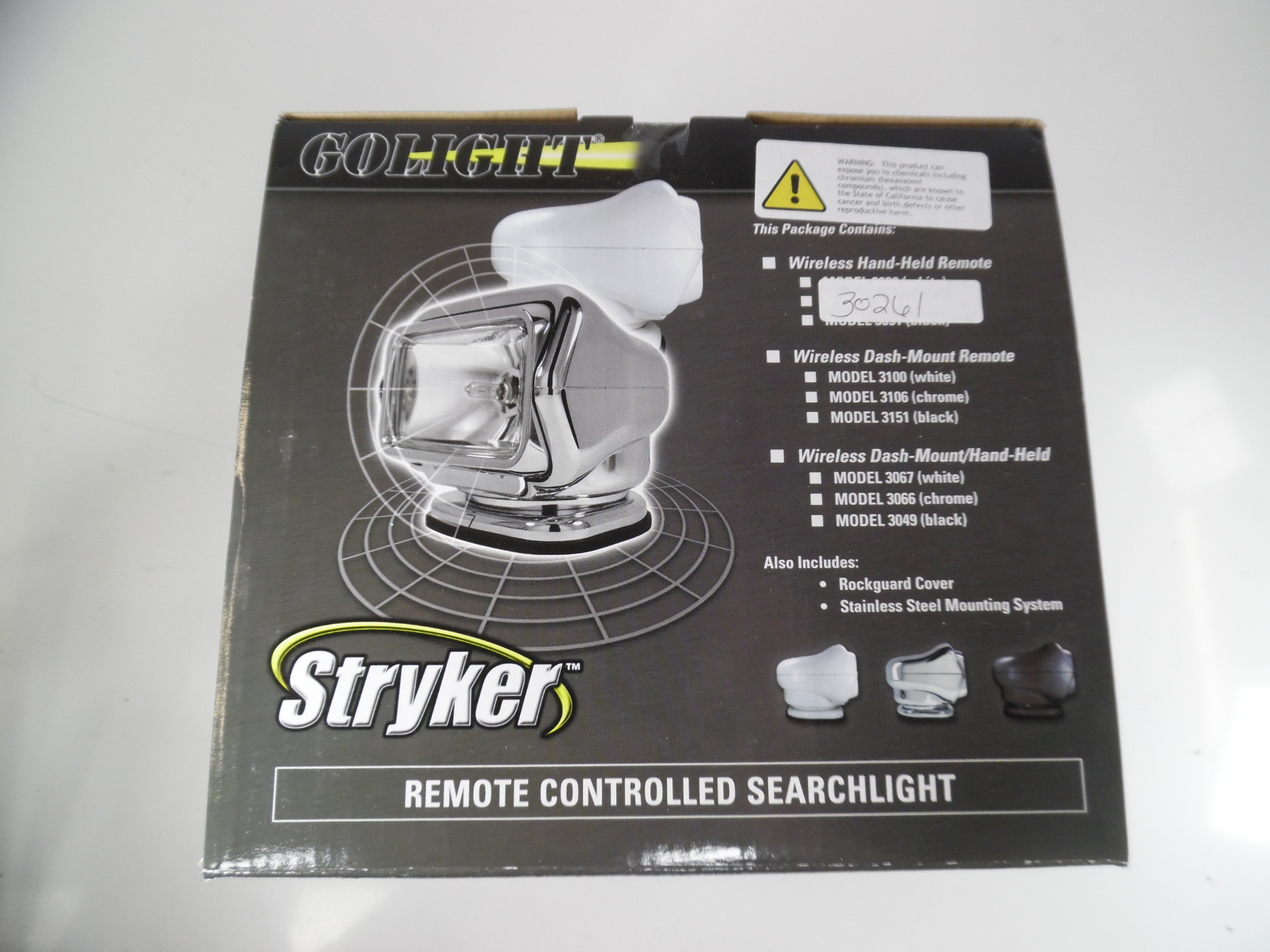 GoLight 30261 Chrome Stryker HID Permanent Mount Hard Wired Dash Remote ...
