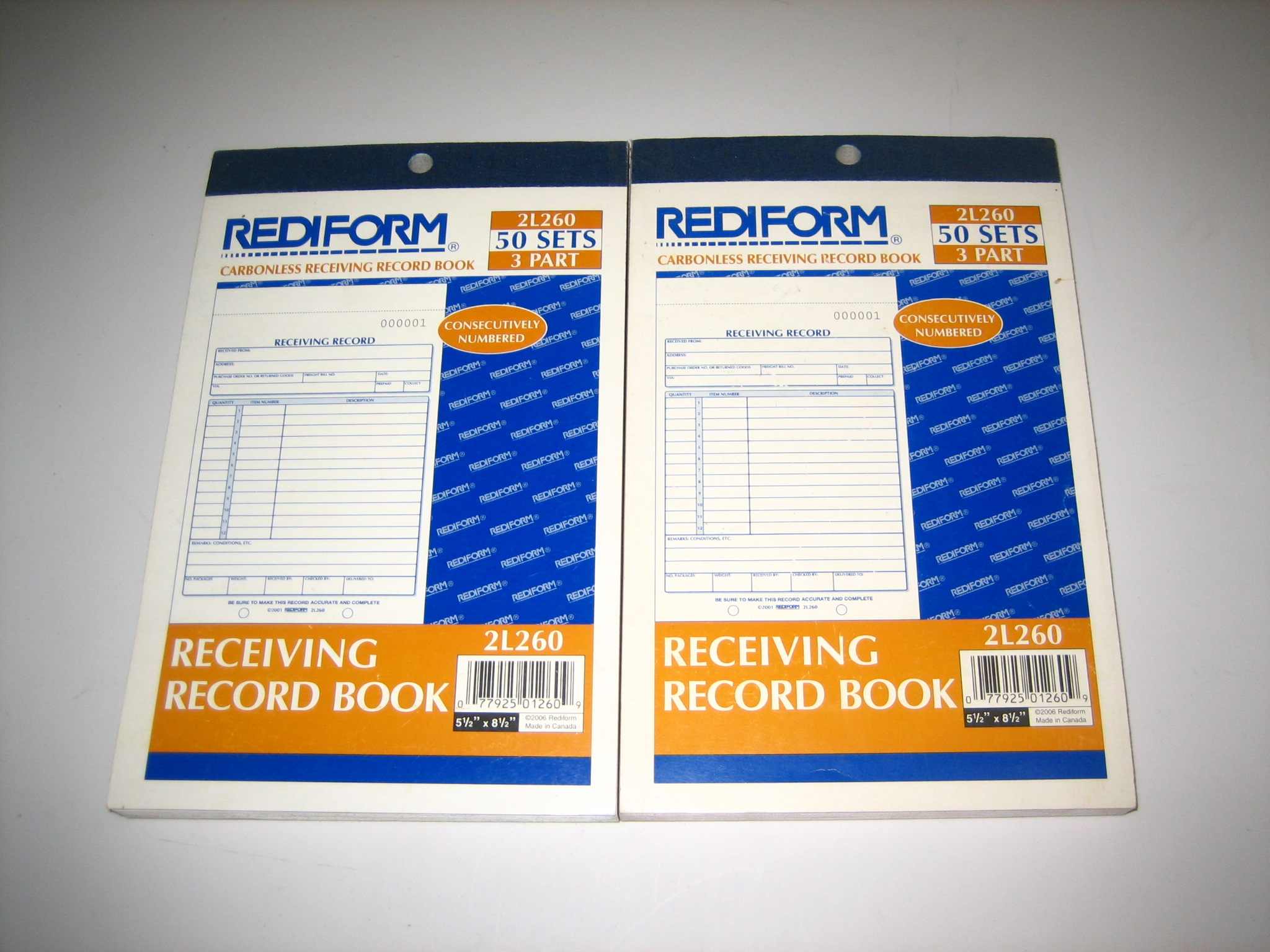 Rediform 2L260 Receiving Record Book - Lot of 2 - 50 Sets Each 3 part ...
