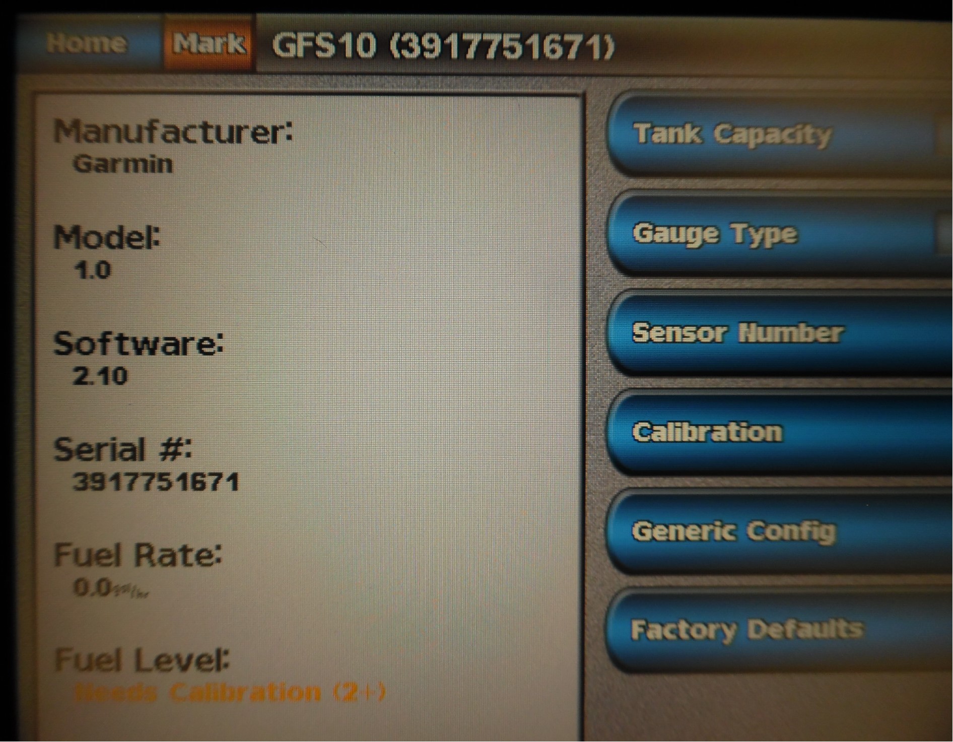 Garmin GFS 10 N2K CANet Fuel Sensor Gas Engines ONLY (USED) - 010-00671 ...