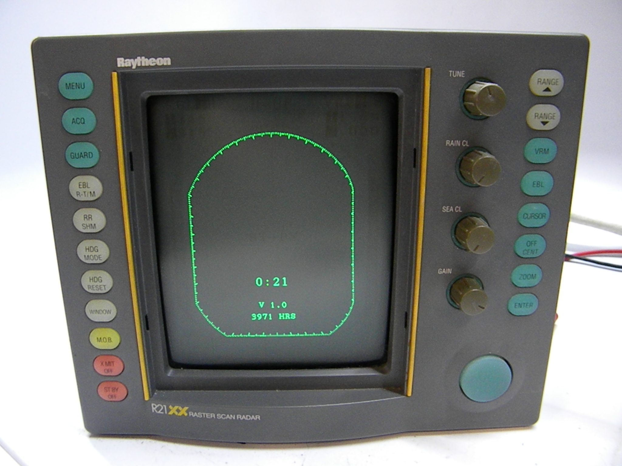 Raytheon R21XX 7" Raster Scan CRT Radar Display w/ Sun Cover - Tested ...
