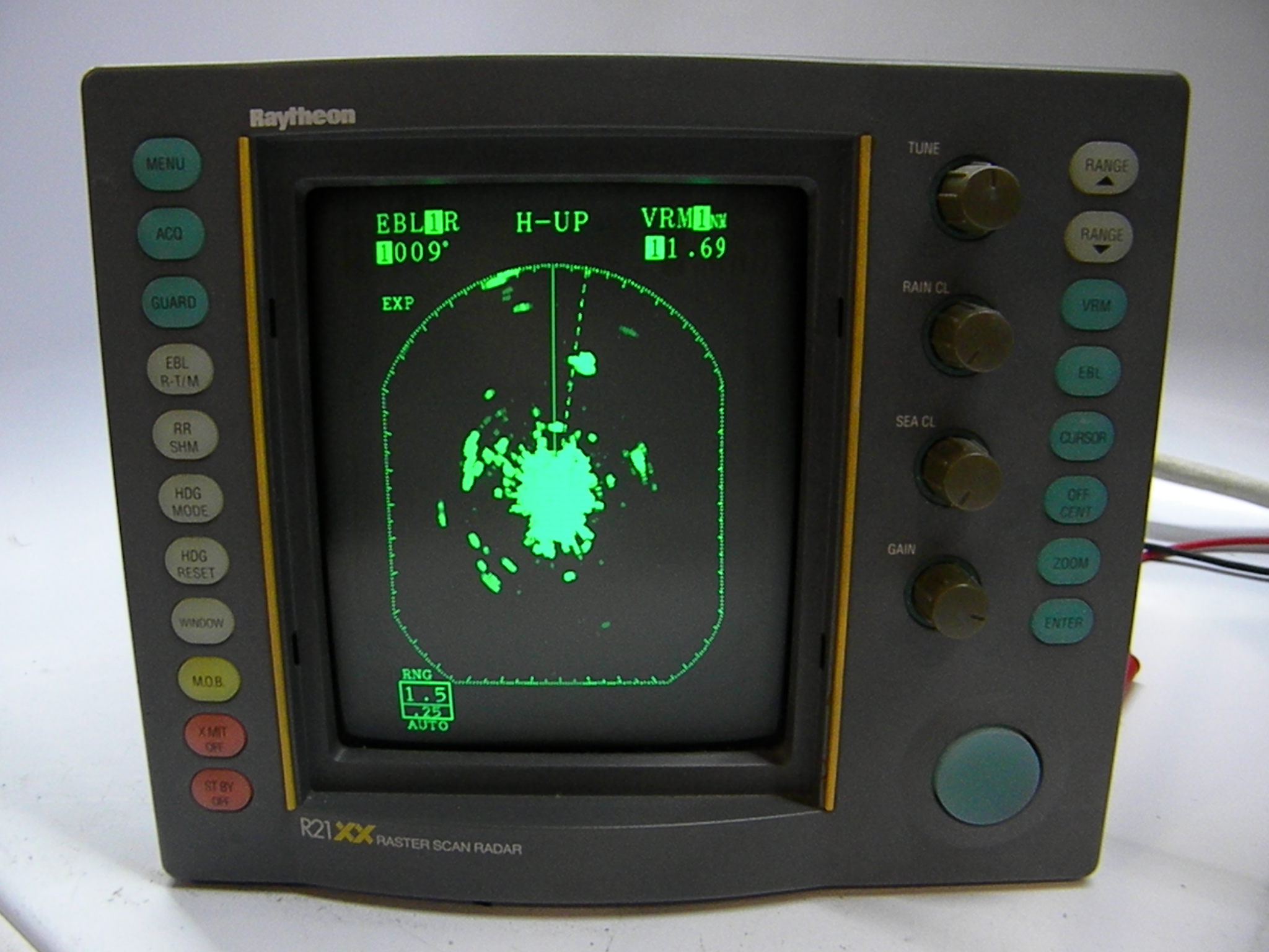 Raytheon R21XX 7" Raster Scan CRT Radar Display w/ Sun Cover - Tested ...