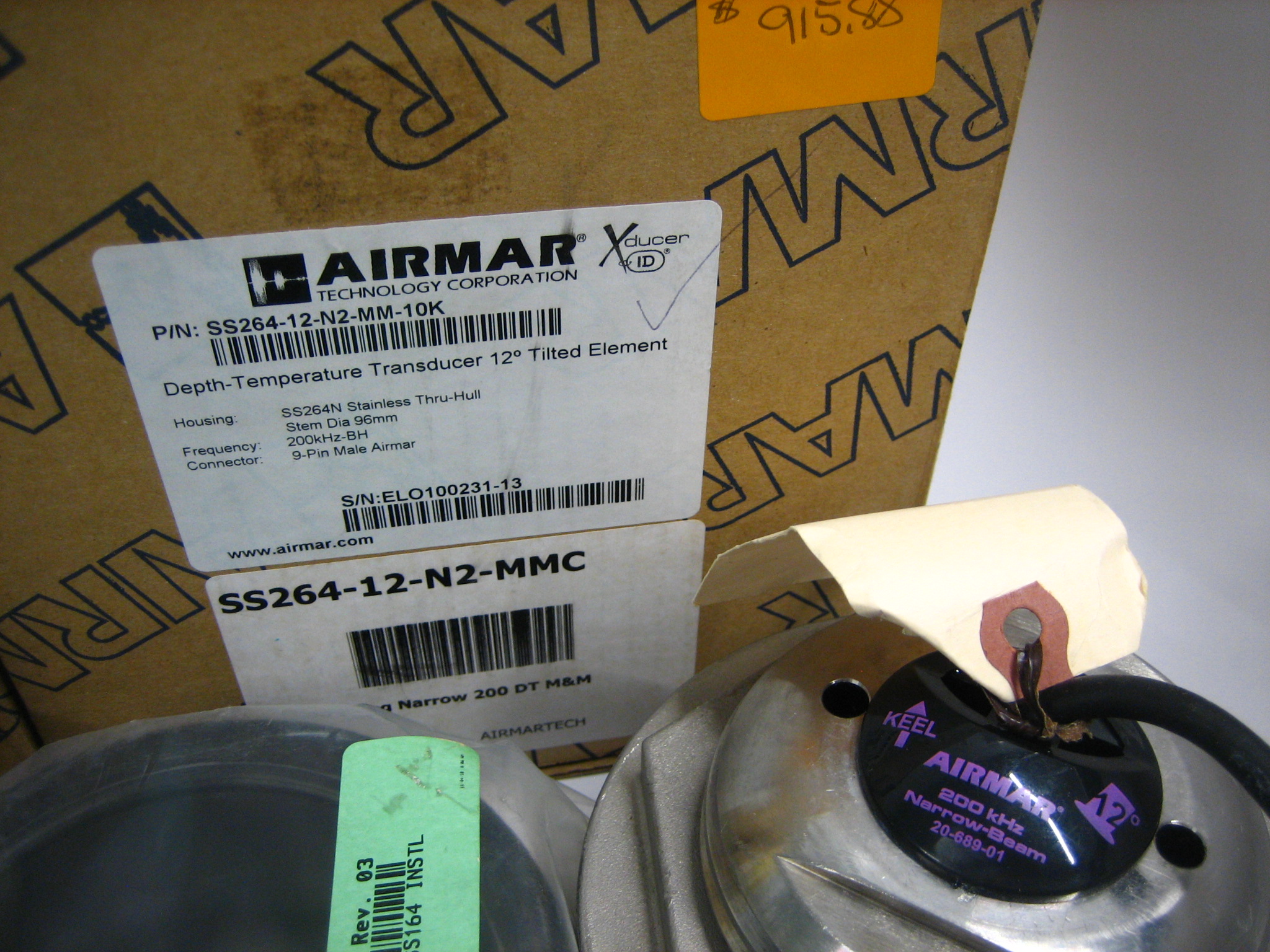 Airmar Furuno 10Pin 12° SS264WW Thru-Hull Stainless Transducer Pair ...