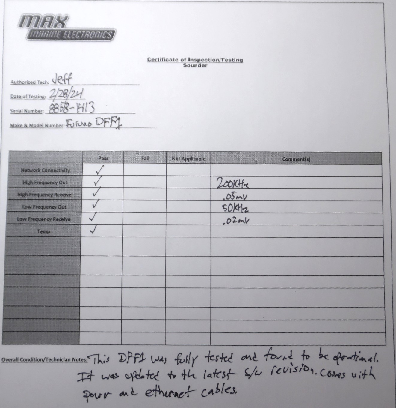 Furuno - DFF1 Network Sounder Module w/ Power + Network Cables ...