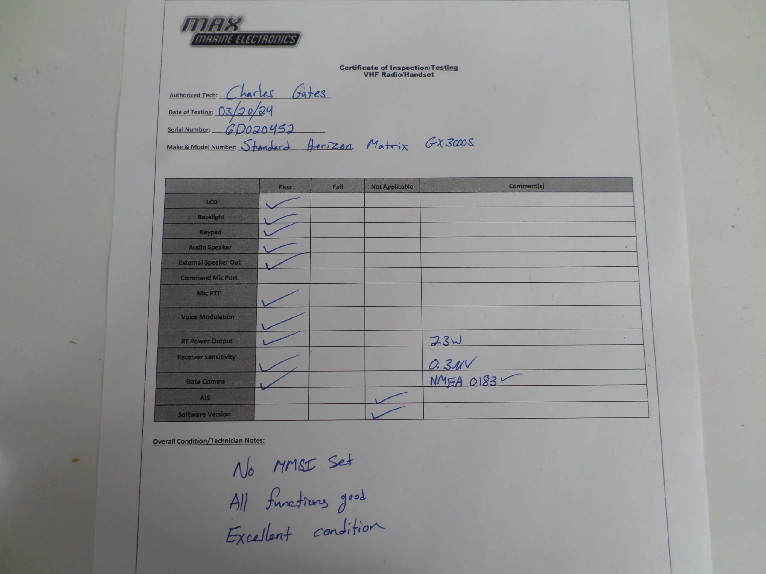 Standard Horizon Matrix GX3000S Marine DSC VHF Radio - Tested - Max ...