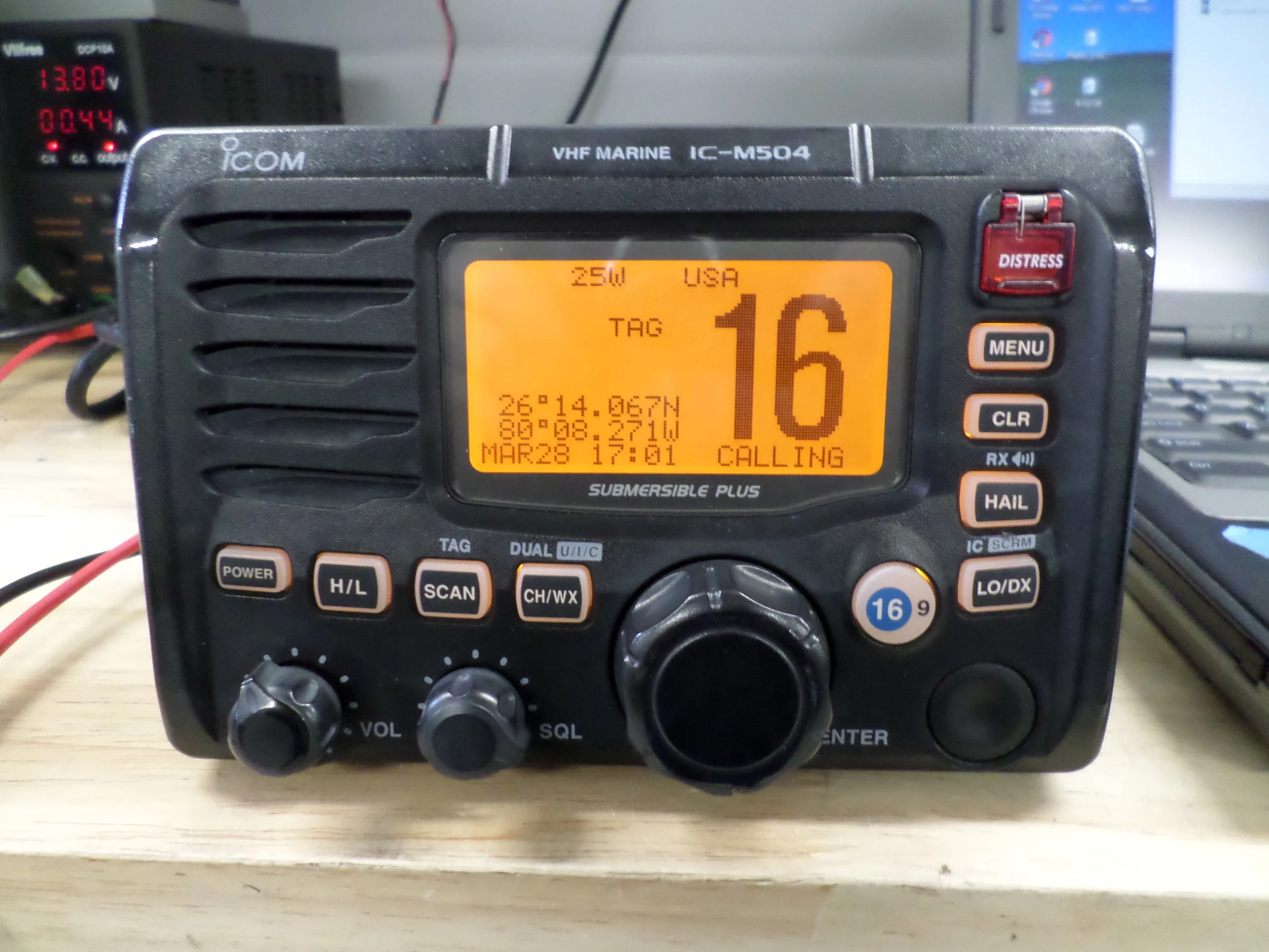Icom IC-M504A Marine DSC VHF Transceiver with Rear Attached HM-126 Mic ...