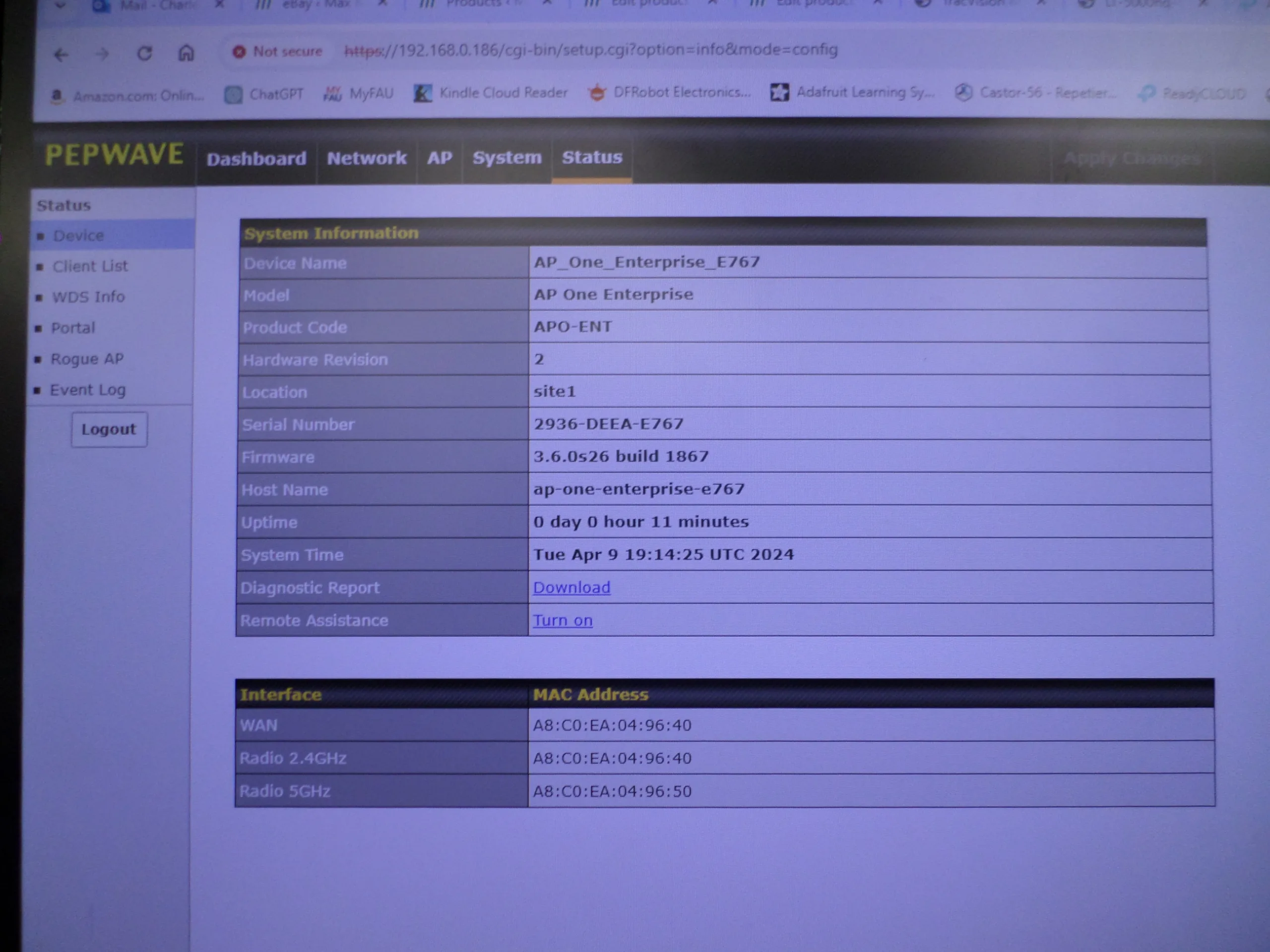 Pepwave AP One Enterprise APO-ENT Wireles AC Access Point - Tested ...