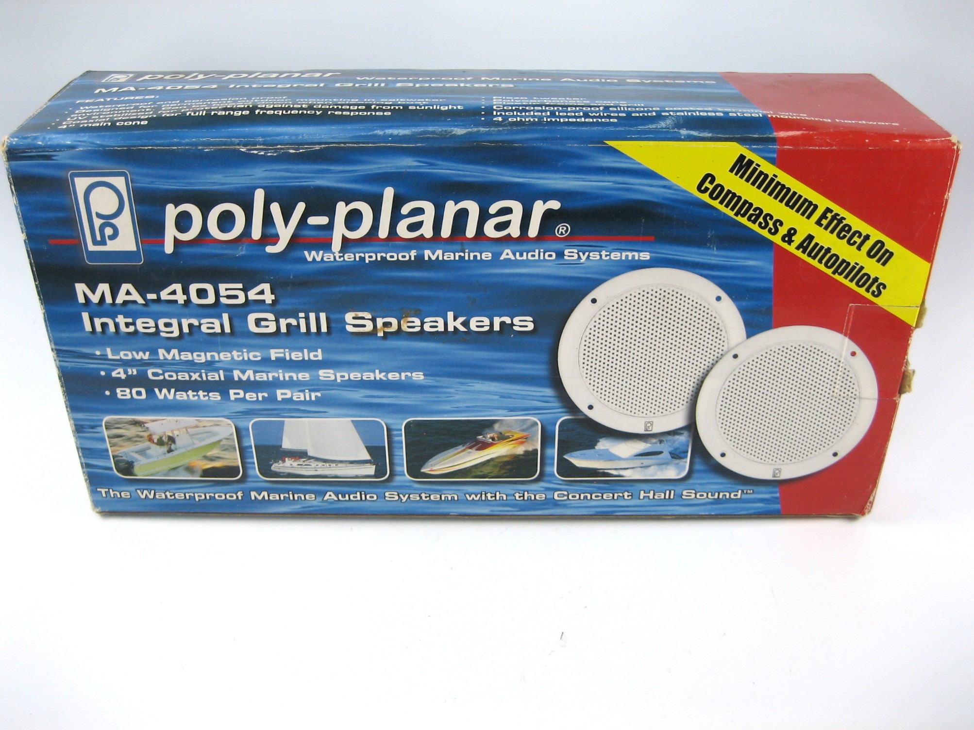 POLY-PLANAR MA4054 4" Coaxial Water Proof Marine Speaker Pair WHITE - Max Marine Electronics