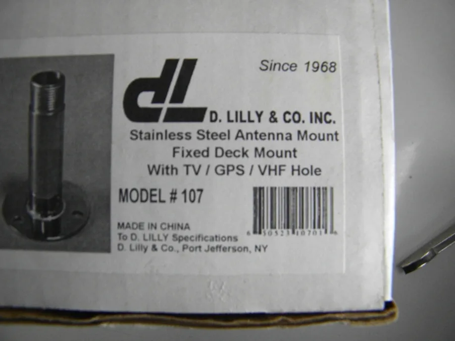 D Lilly 107 Stainless 4" Antenna Mount w/1"-14 Threads Replaces ...