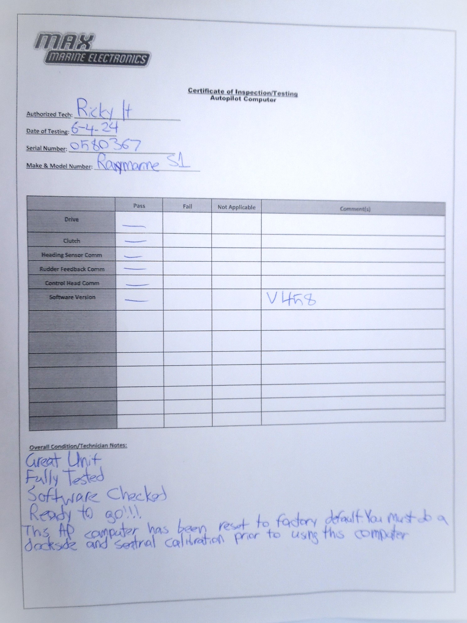 Raymarine-Smartpilot S1 Autopilot Computer Fully Tested E12120 V4.58 ...