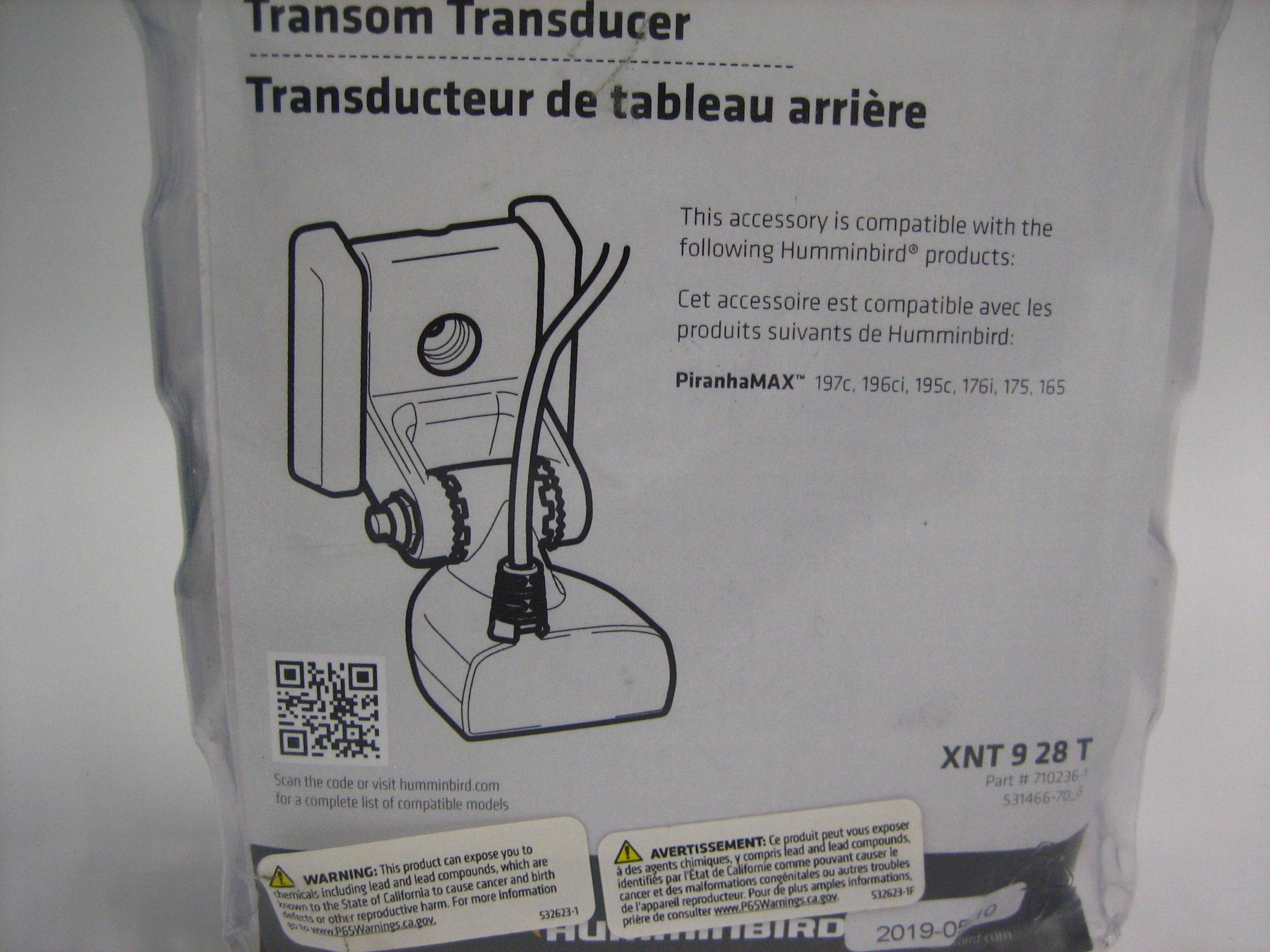 Humminbird XNT-9-28-T 710236-1 Transom Mount Transducer for PiranhaMAX ...