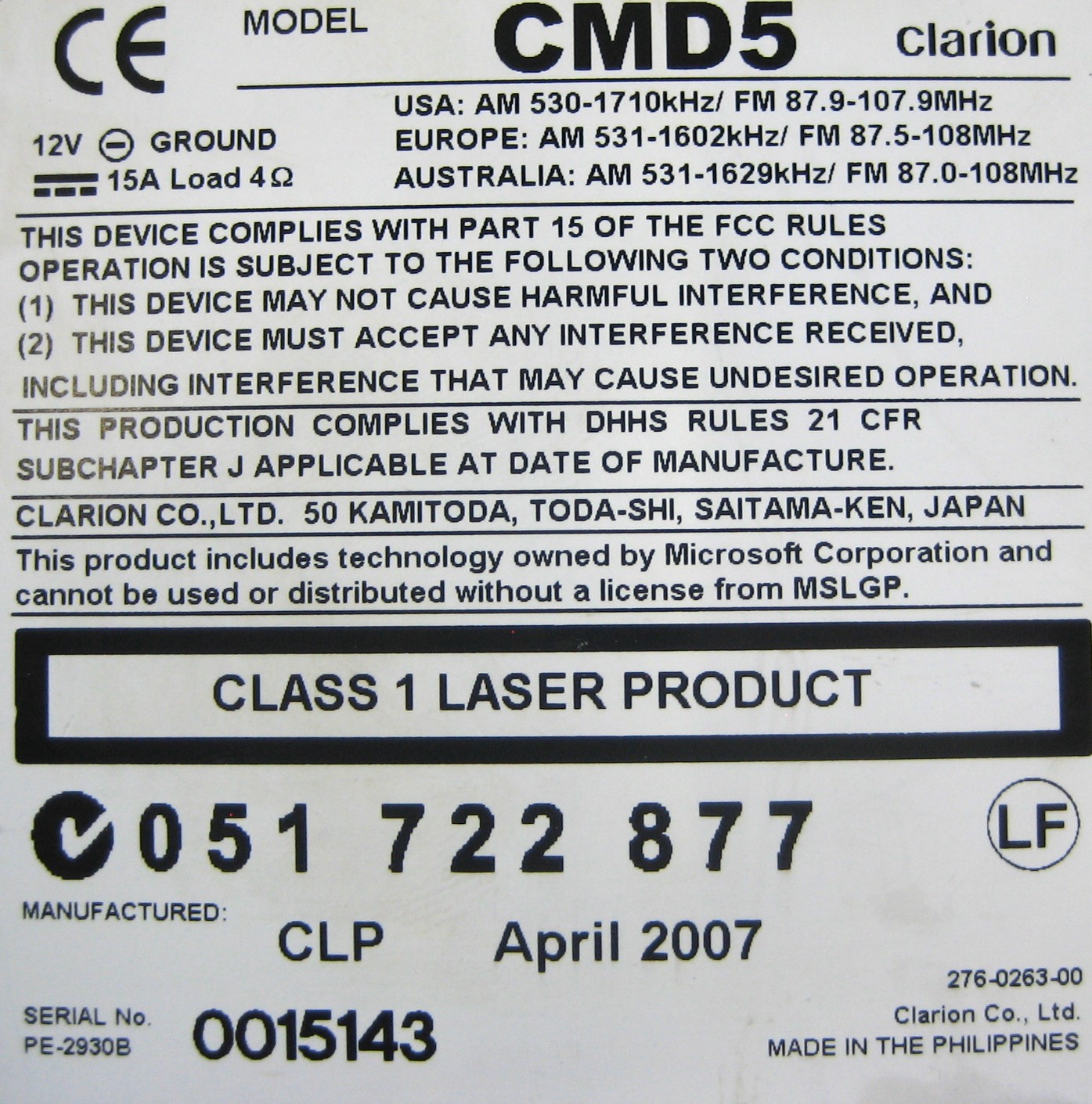 Clarion CMD5 Marine AM FM CD MP3 Entertainment Stereo Receiver - Max Marine Electronics