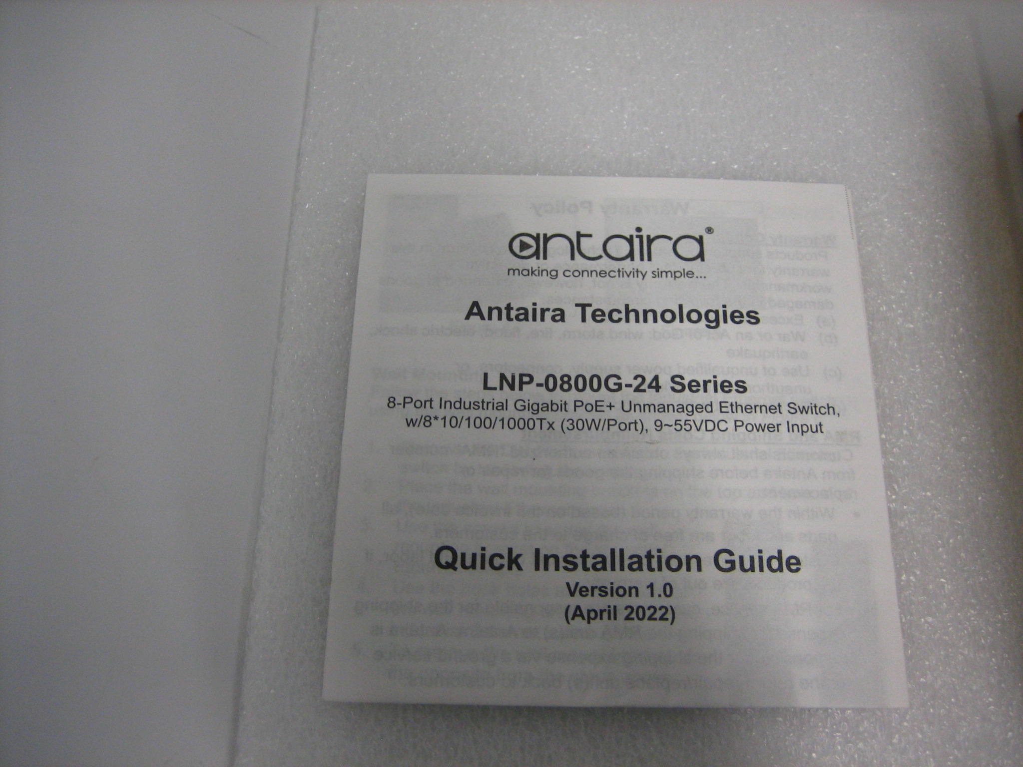 Antaira LNP-0800G-24-T *OPEN BOX* 8 Port PoE+ Unmanaged Gigabit ...