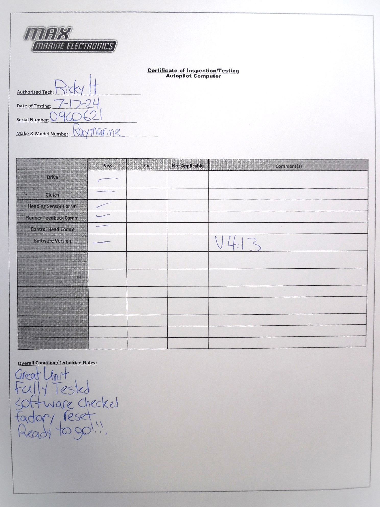 Raymarine SmartPilot S3 Autopilot Computer Tested E12055 - Max Marine ...