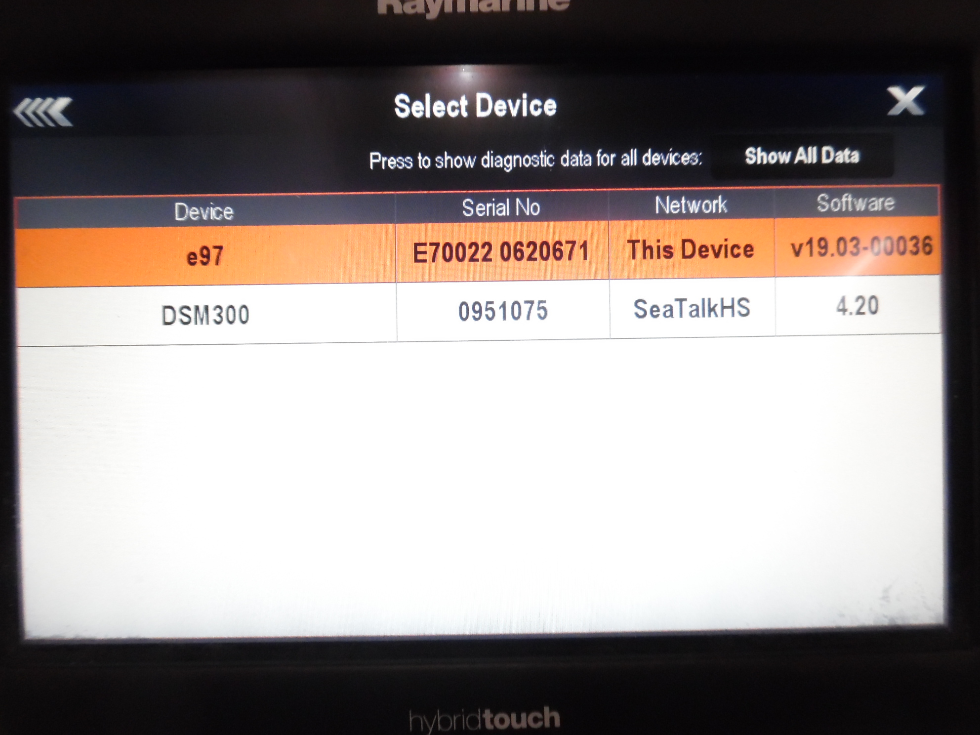 Raymarine e97 HybridTouch MFD Display - E70022 - Good Condition ...