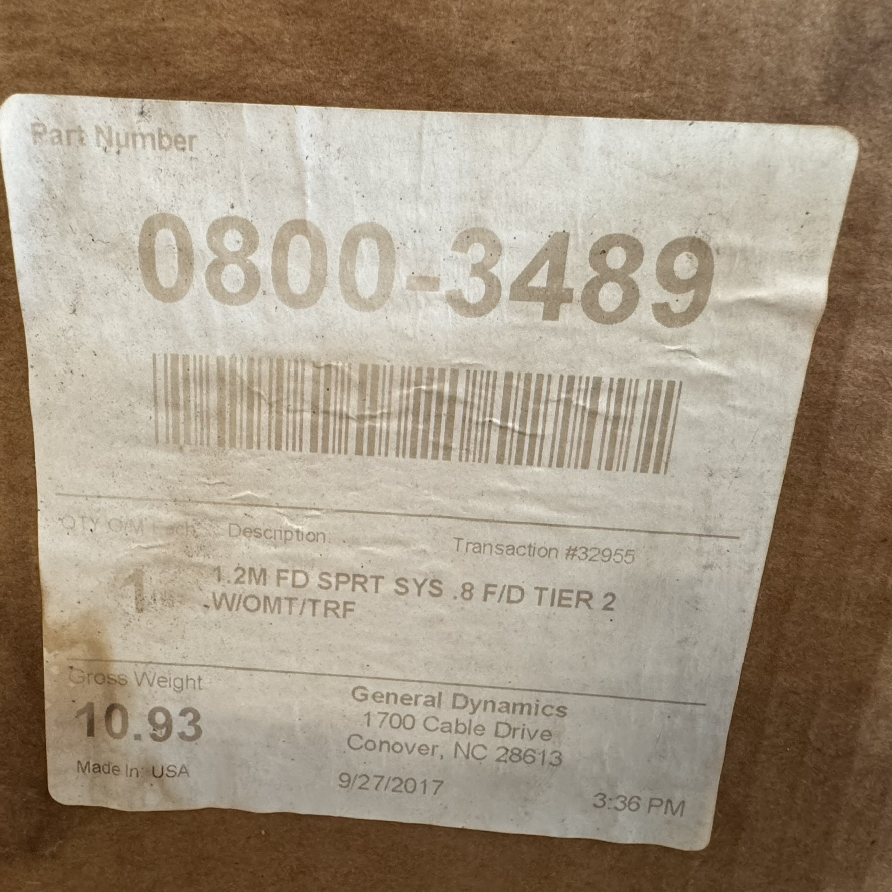 General Dynamics Prodelin 0800-3489 1.2M Feed Support System .8 Tier 2 ...