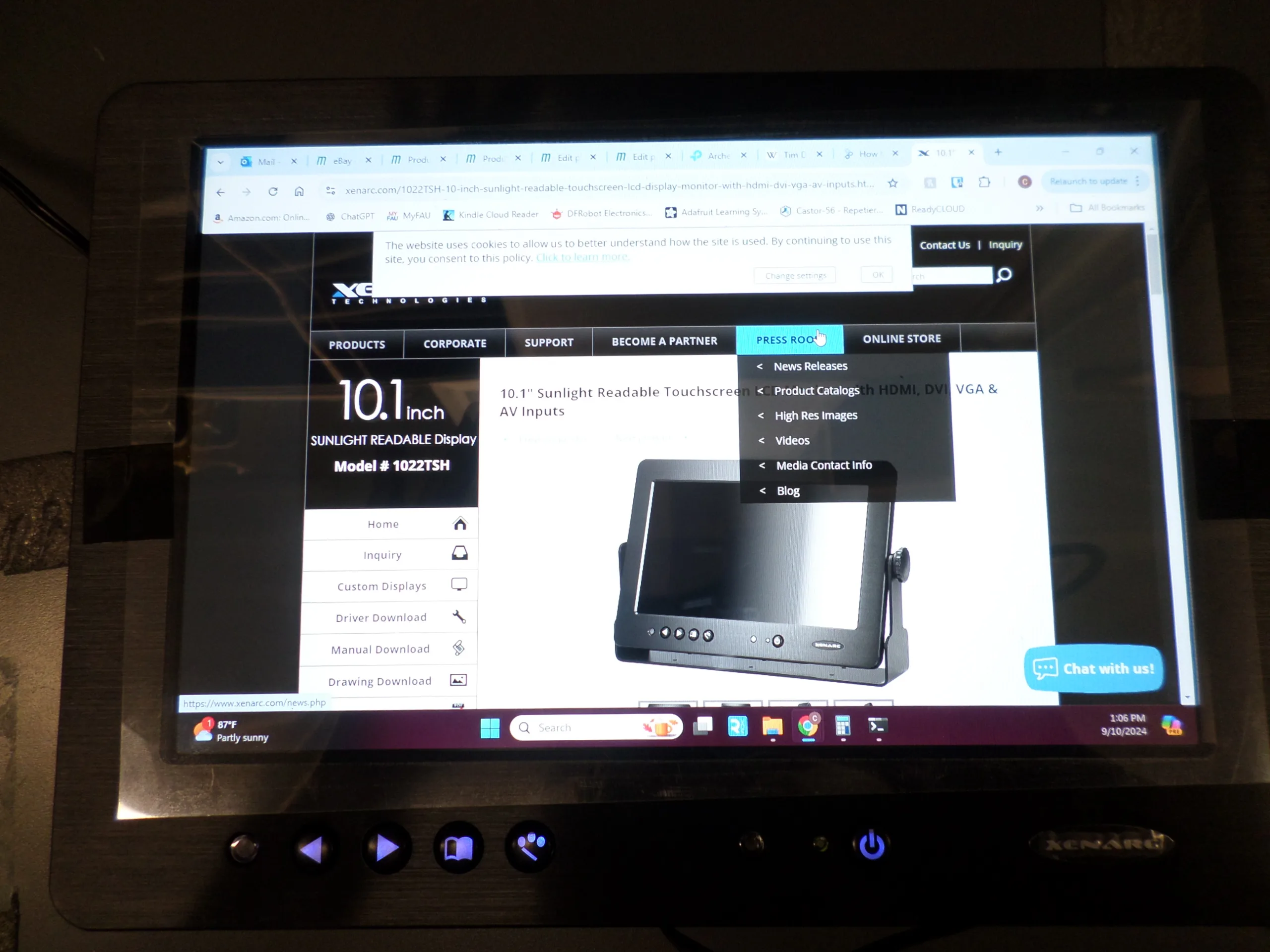 Xenarc 1022YH 1280x800 Sunlight Readable Monitor with HDMI Input-12000 ...