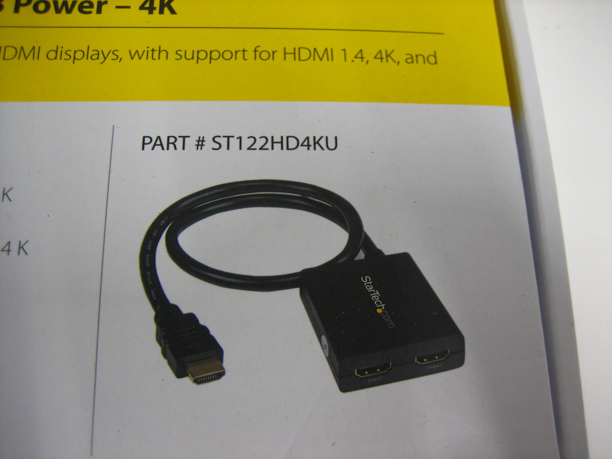 Startech ST122HD4KU 2-Port HDMI Splitter w/USB Power - 4K - *NEW IN BOX ...