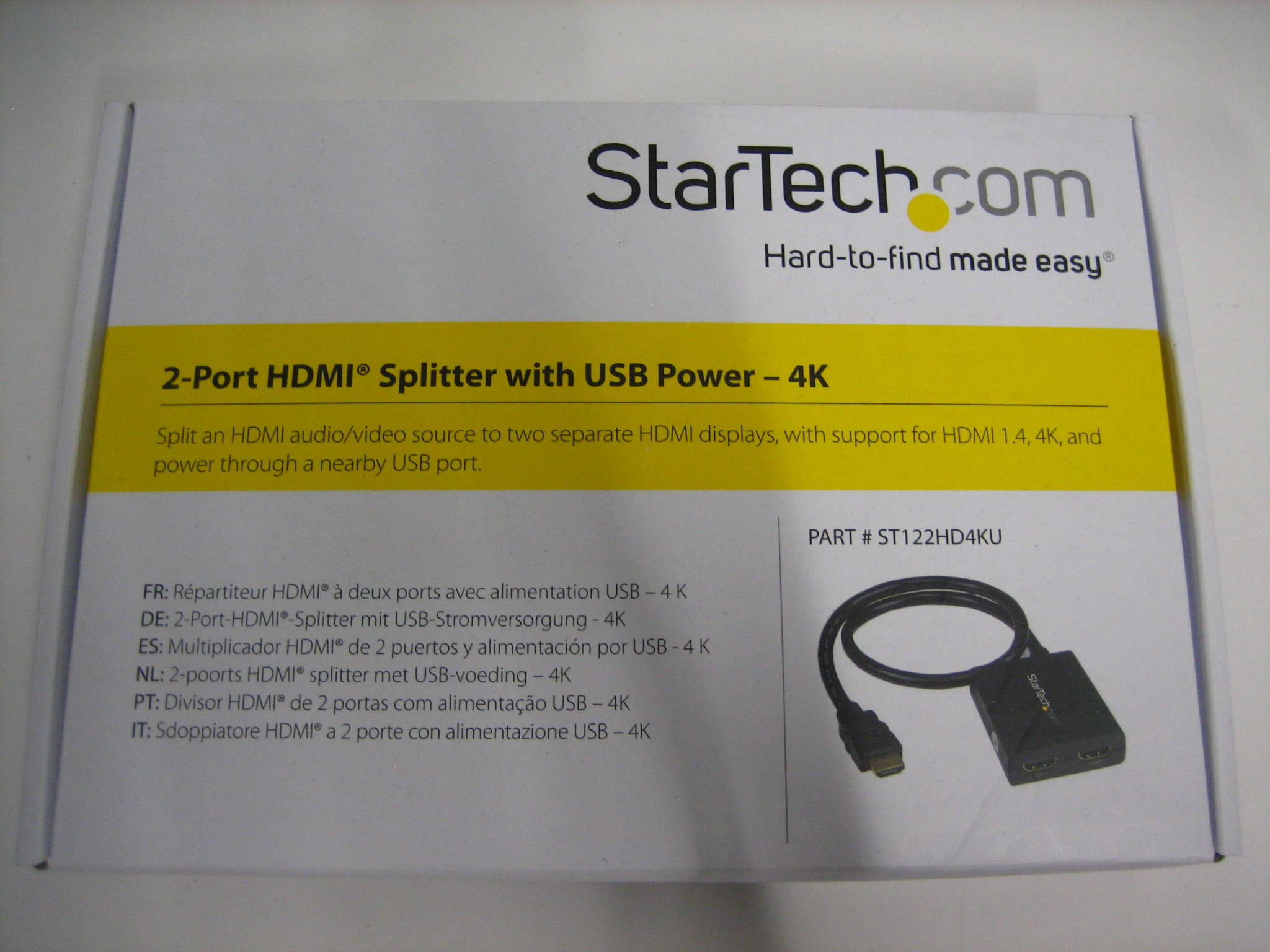 Startech ST122HD4KU 2-Port HDMI Splitter w/USB Power - 4K - *NEW IN BOX ...
