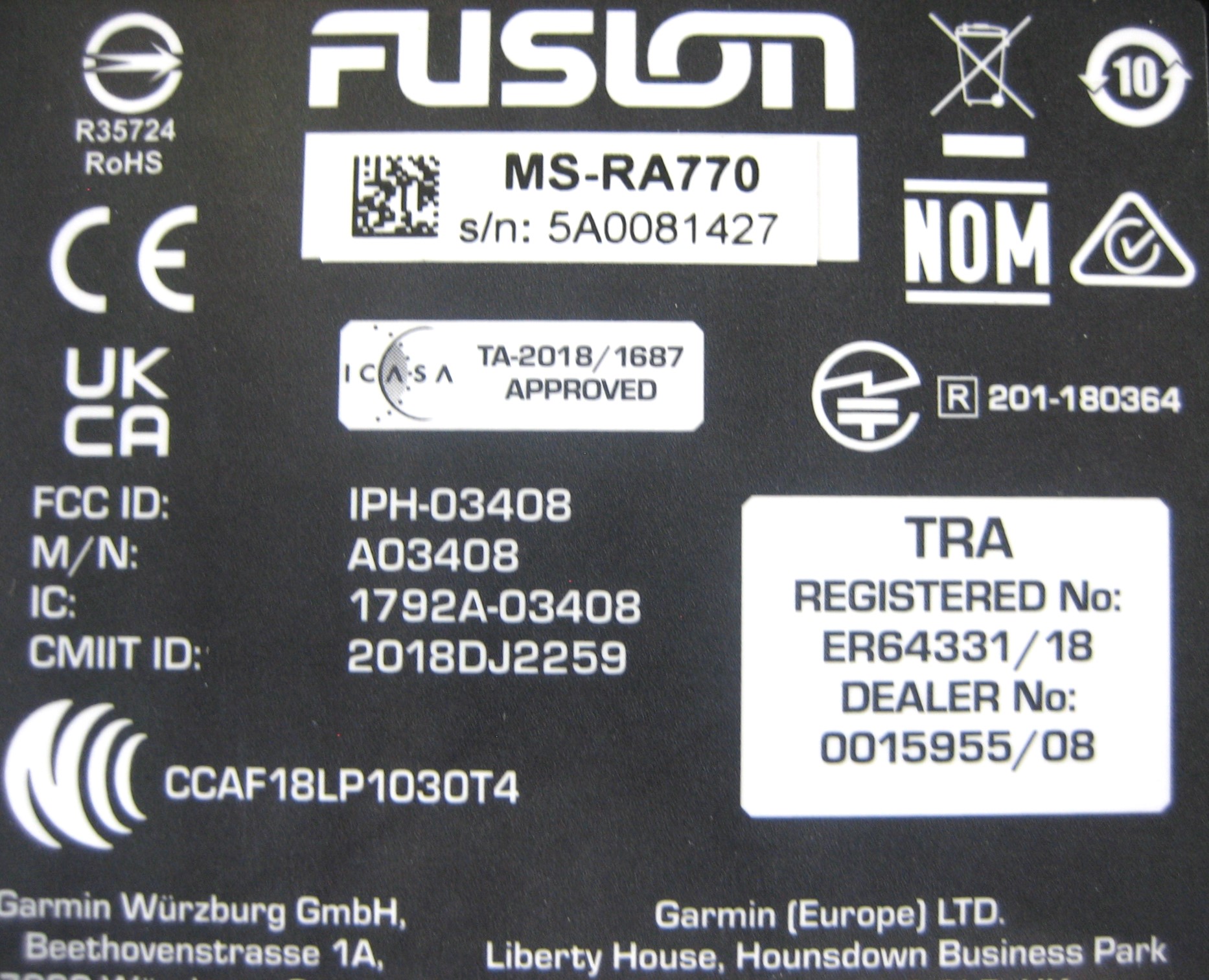 Fusion MS-RA770 Apollo Series Touchscreen AM FM Bluetooth Stereo Fully ...