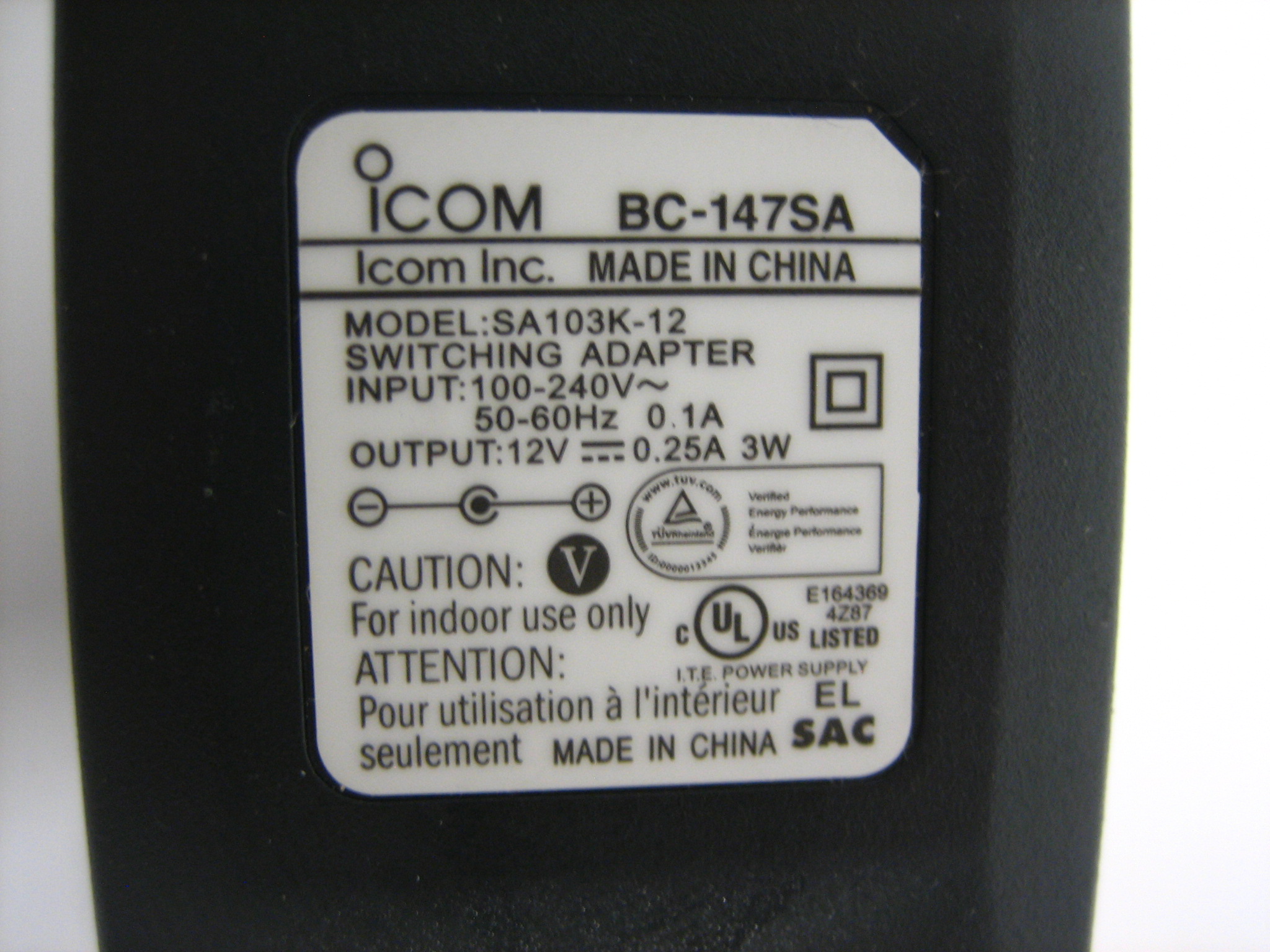 Icom BC-147SA *GENUINE*OEM*NEW* A/C Adapter for Handheld VHF Radios ...