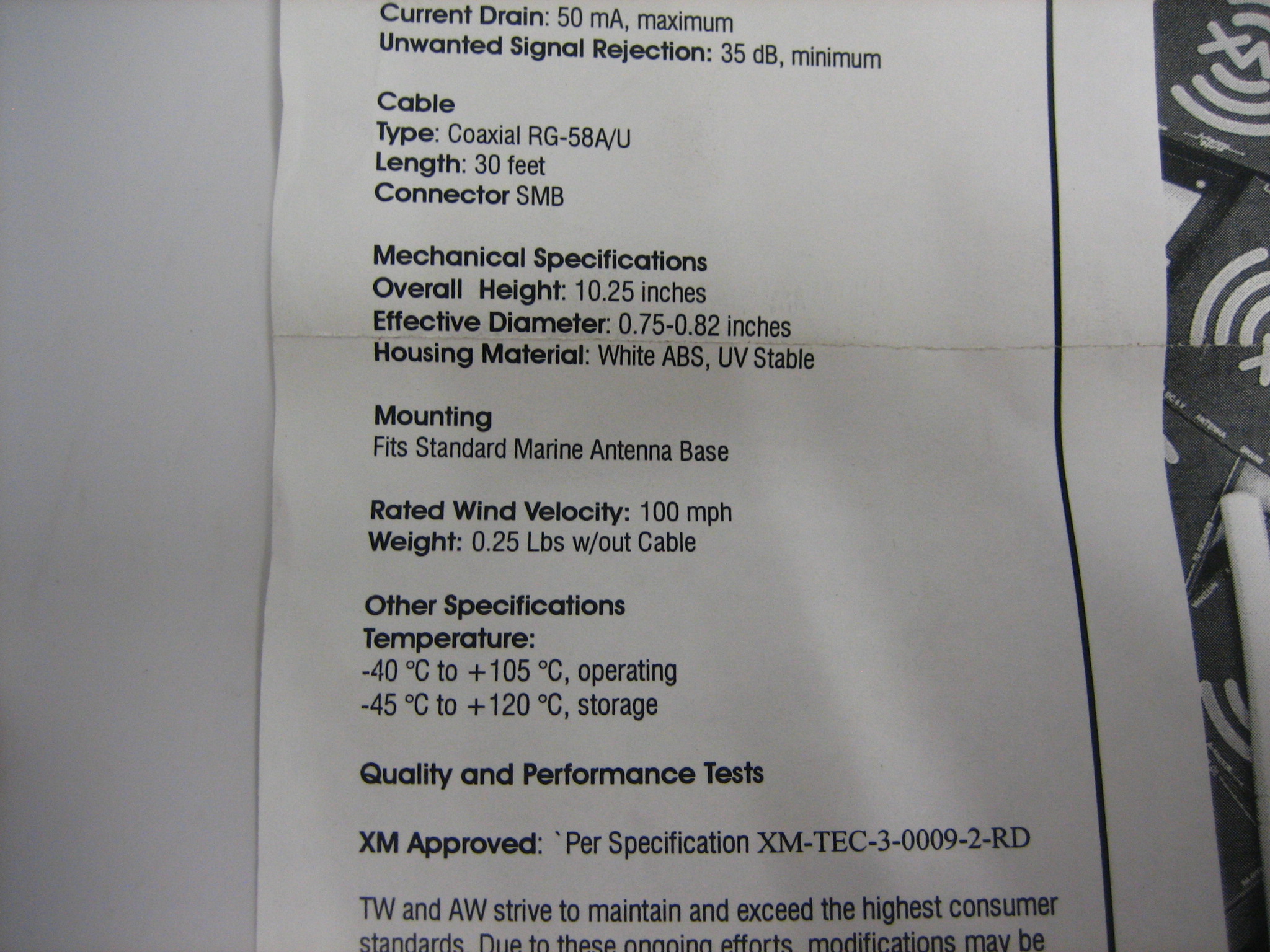 Xm Satellite Radio Antenna - XMM4 AWX-M2338M4 *NEW IN BOX* 30' Cable w ...