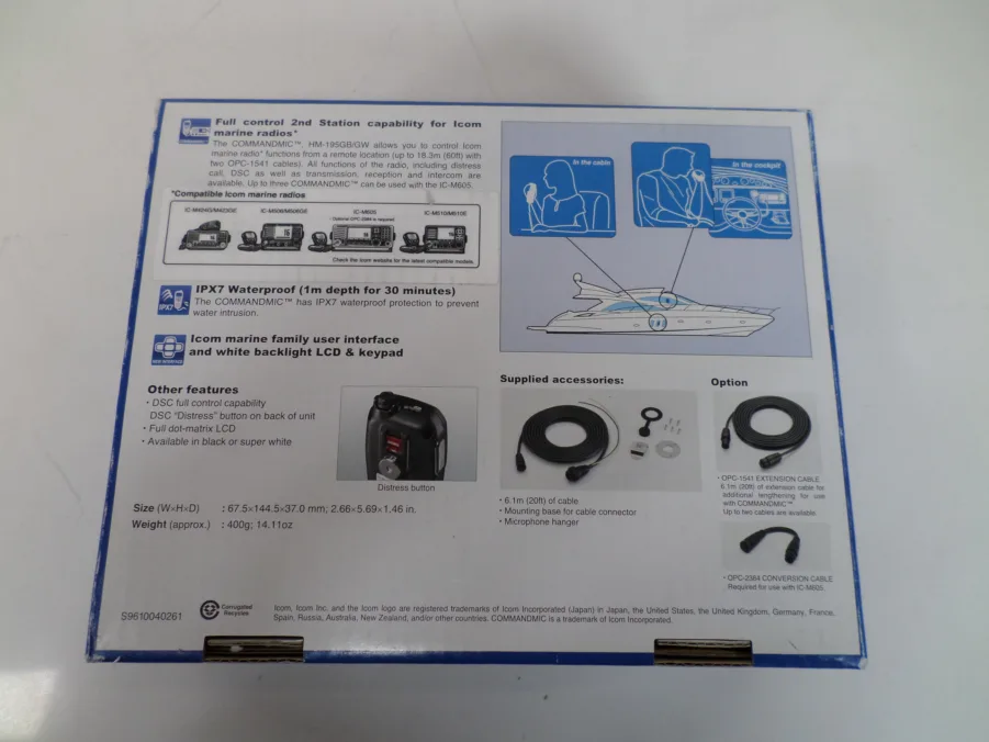 Icom Commandmic HM-195GW (White Version) Second Station Handset - New ...