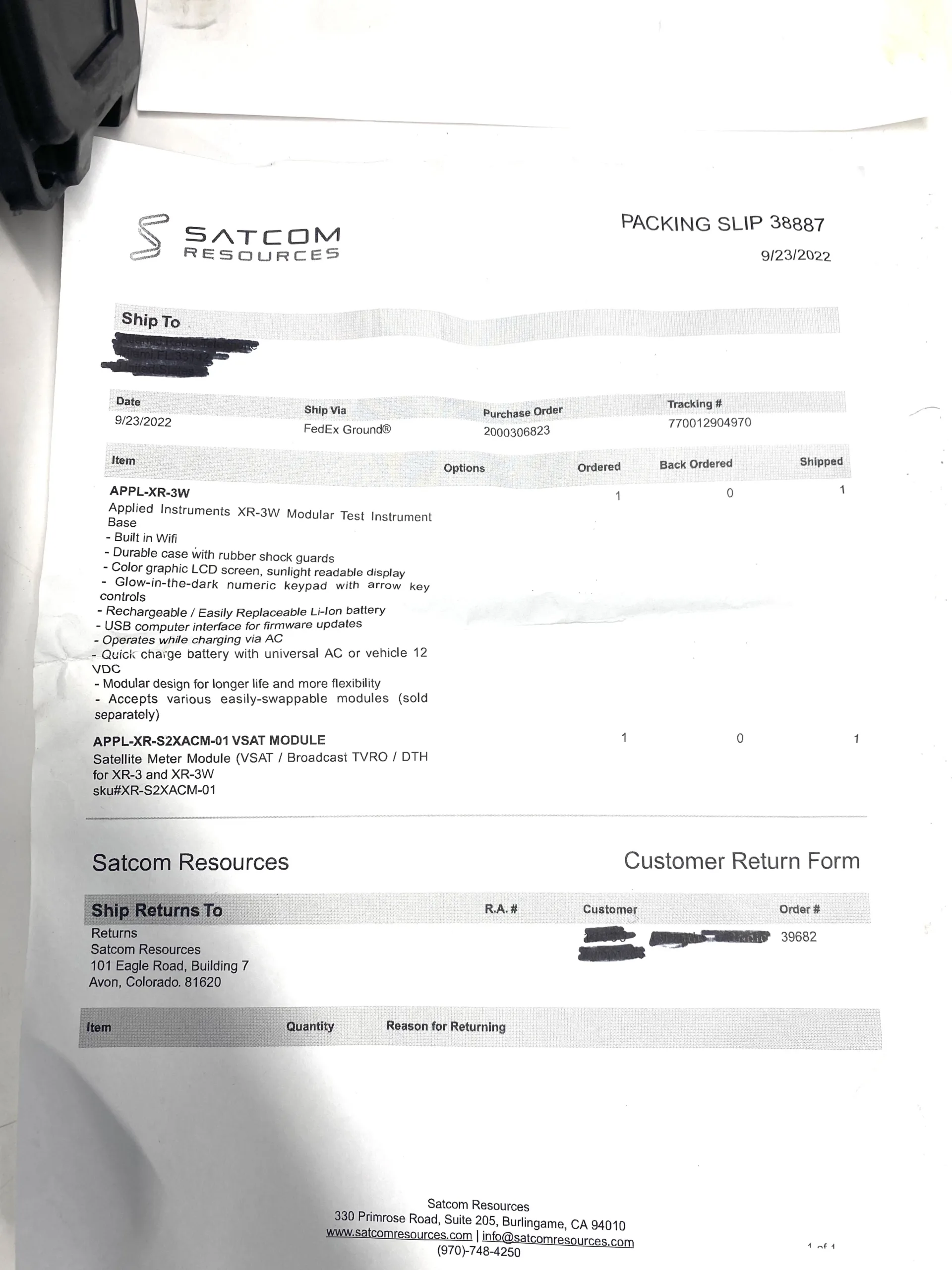Applied Instruments XR-3W Modular Test Insturment, Wifi, w/VSAT XR ...