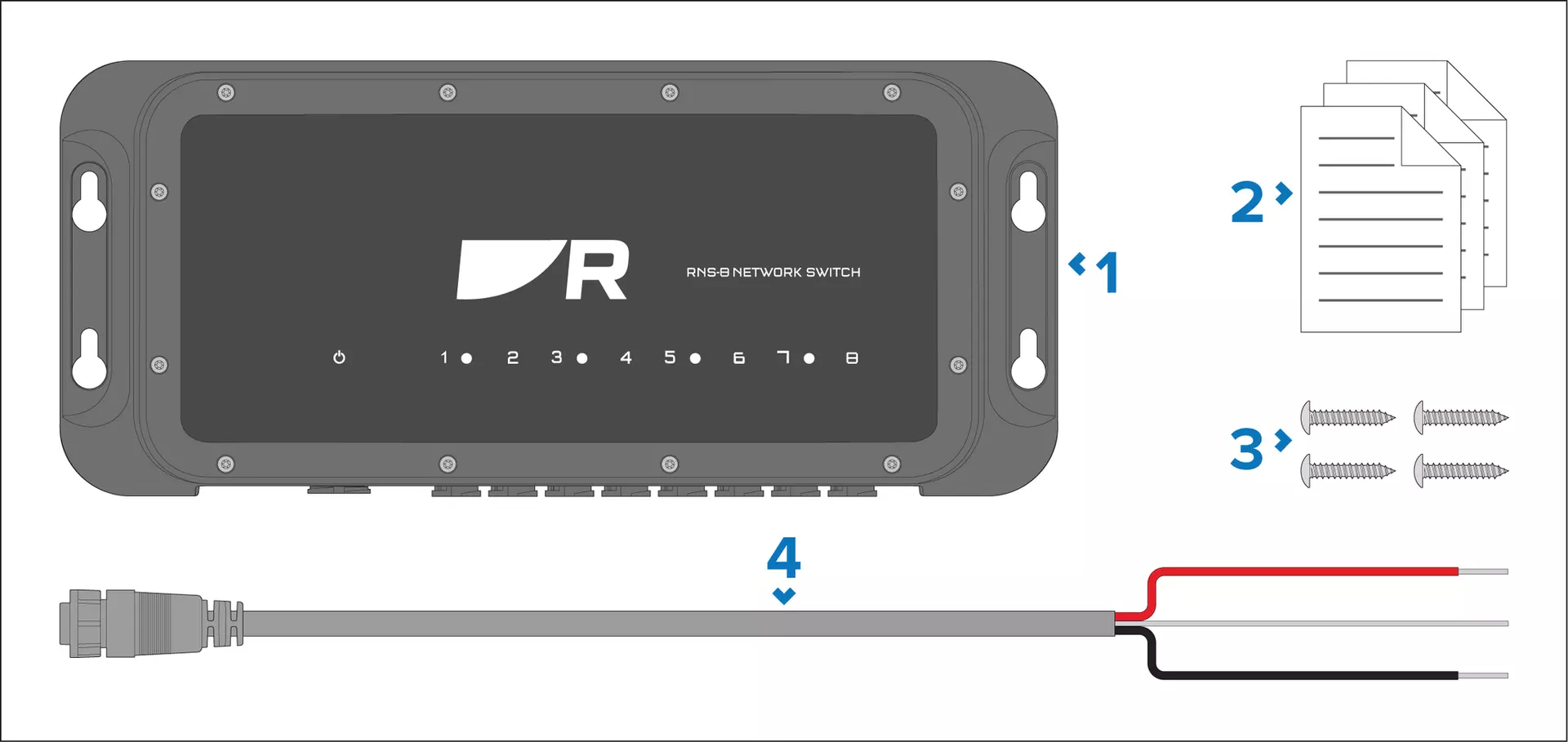 Raymarine RNS-8 Network Switch Part No. A80732 with Four POE Ports - New in Box - Max Marine ...