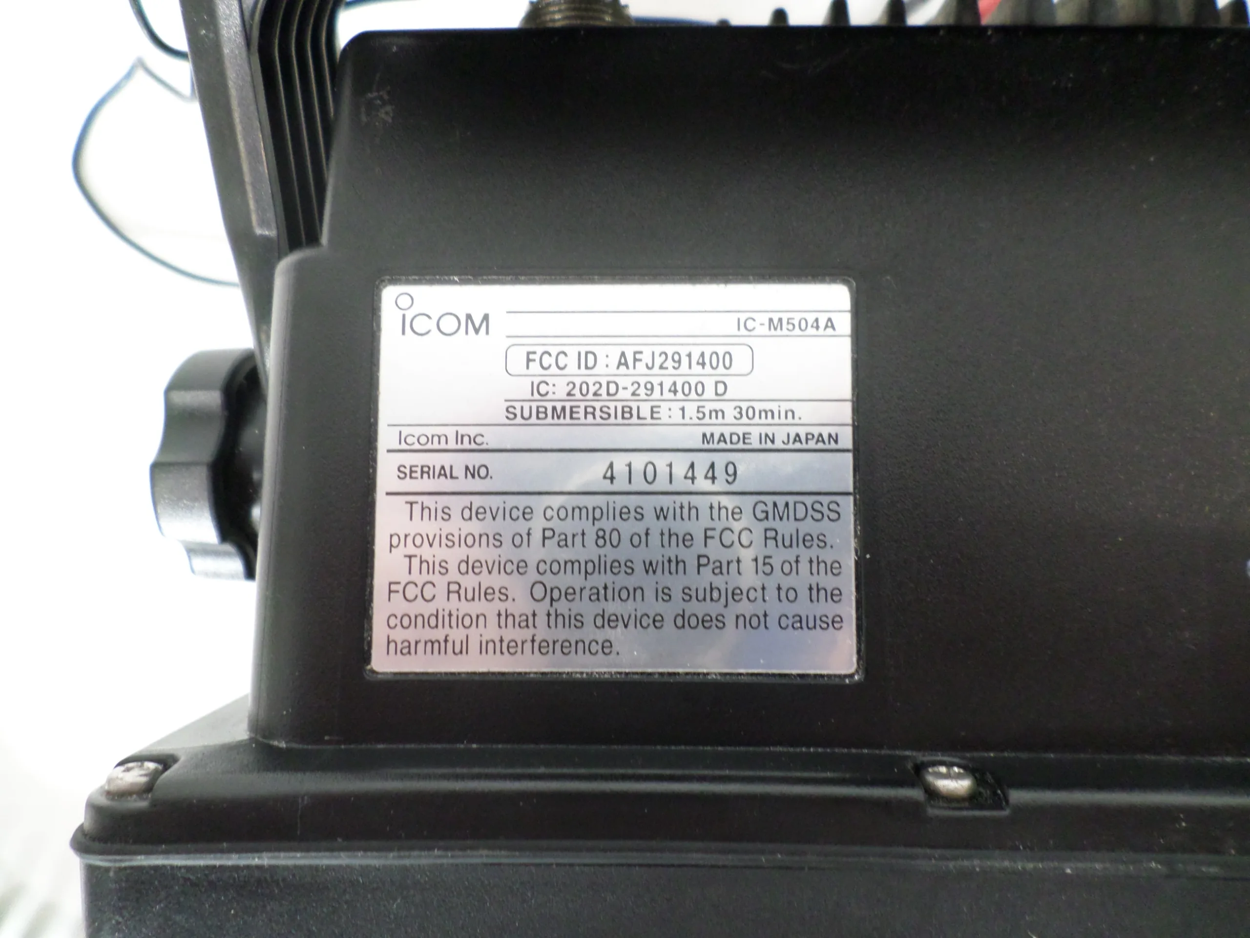 Icom IC-M504A Marine DSC VHF Transceiver with Mounting Bracket - Tested ...