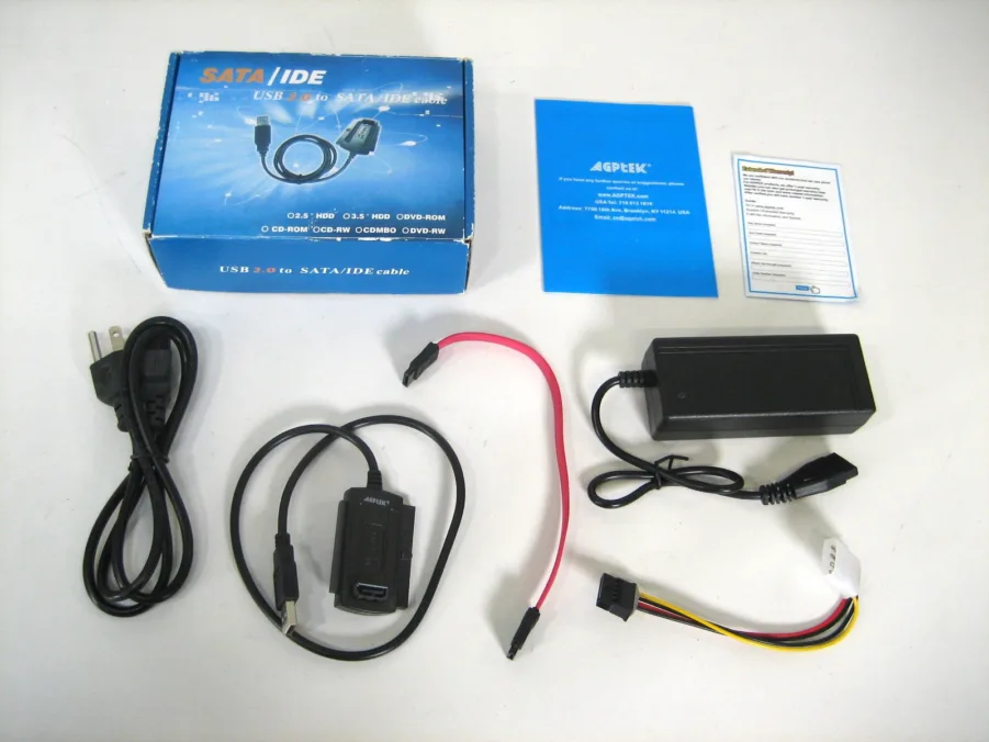 AGPTEK USB 2.0 SATA IDE 2.5" 3.5" HDD SSD Hard Drive Adapter Transfer ...