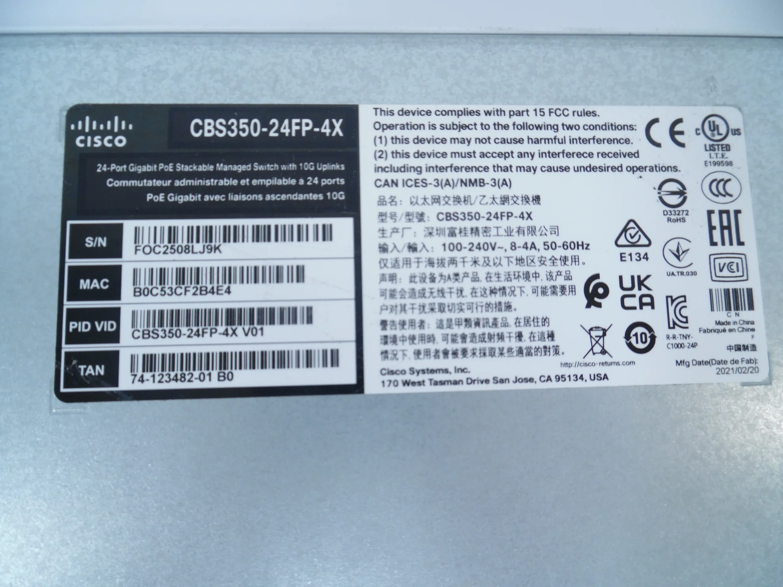 Cisco 350 Series 24 Port Gigabit POE Switch with 4x 10 Gigabit SFP+ ...