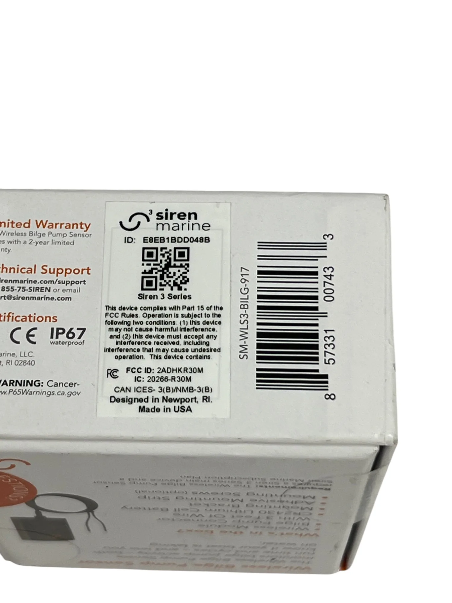 Siren Marine SM-WLS3-BILG-917 Wireless Bilge Sensor for Series 3 *NEW ...