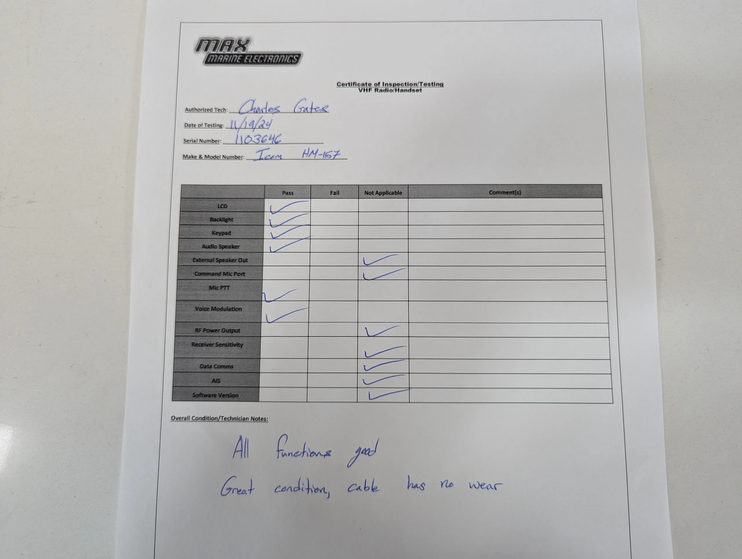 ICOM HM-157B Commandmic II Second Station Handset For IC-604/504 VHFs ...